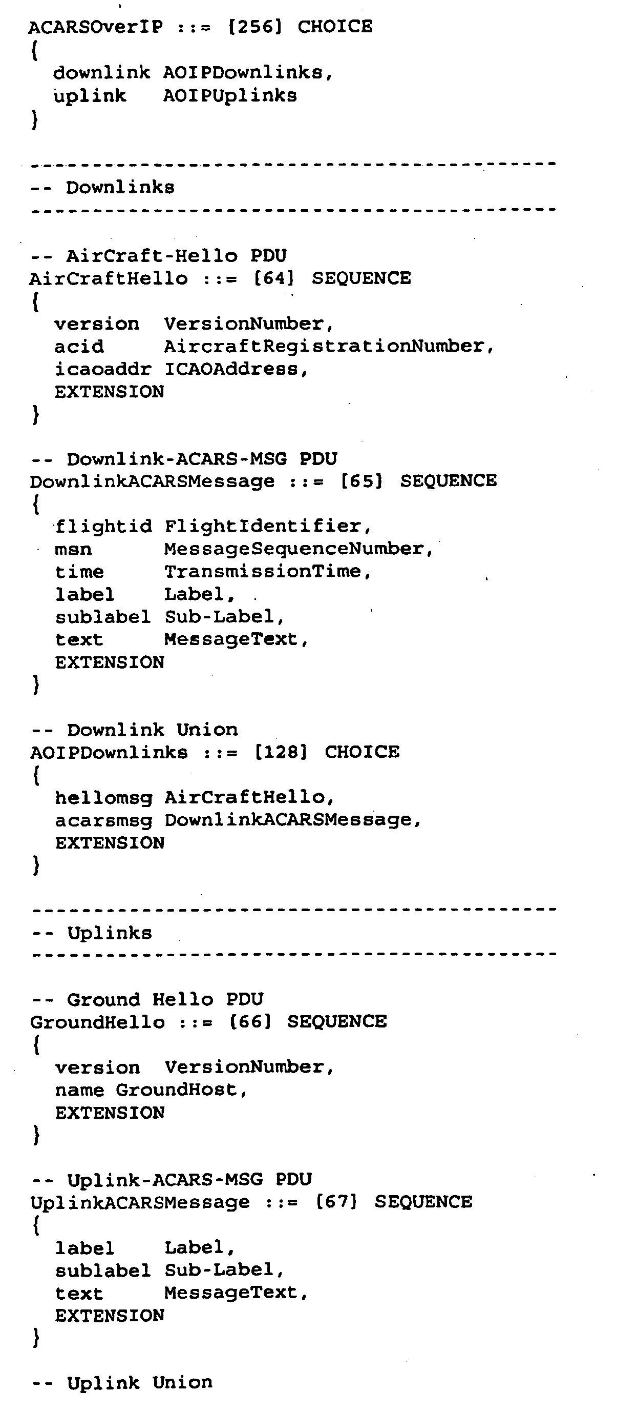 EP1784964B1 - System and method for transmitting acars messages over a ...