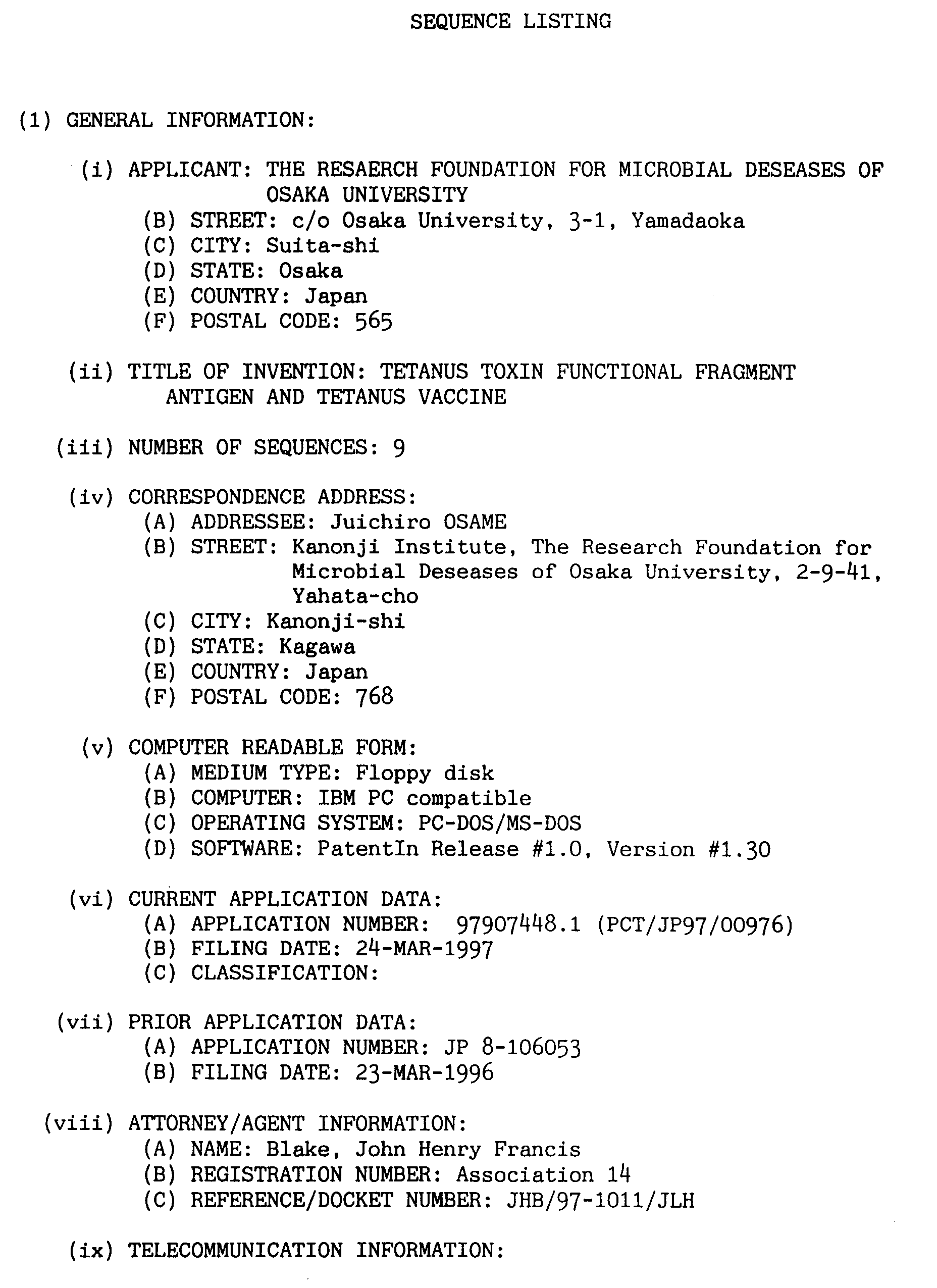 EP0845270A1 - Functional fragment antigen of tetanus toxin and tetanus ...