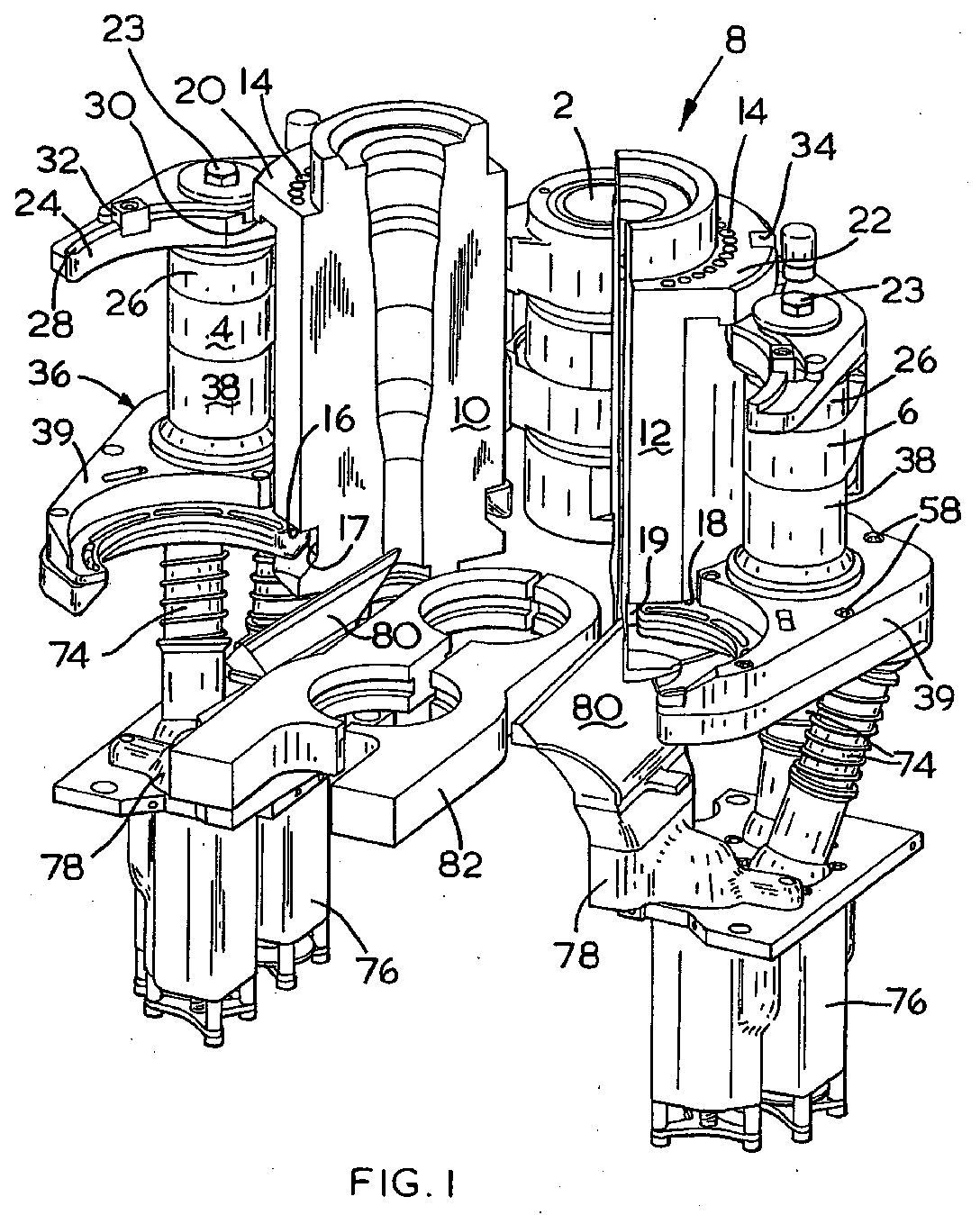 EP1473280A2 - Mold support mechanism for a glass container forming ...