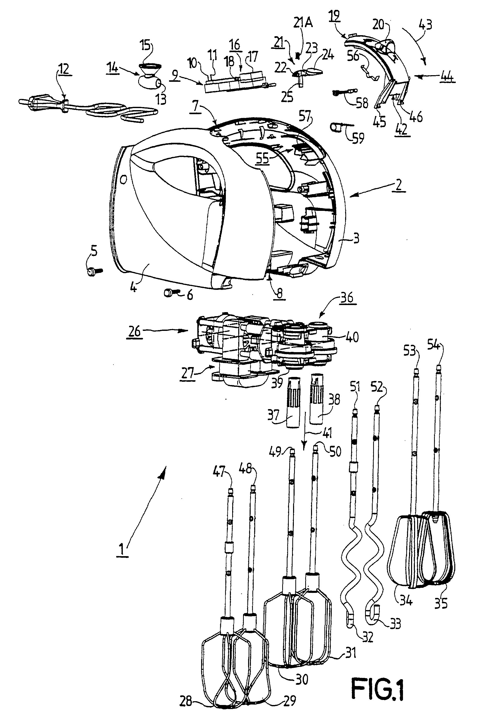 Patent EP1221884B1 - Hand-held mixer having speed switching means and ...