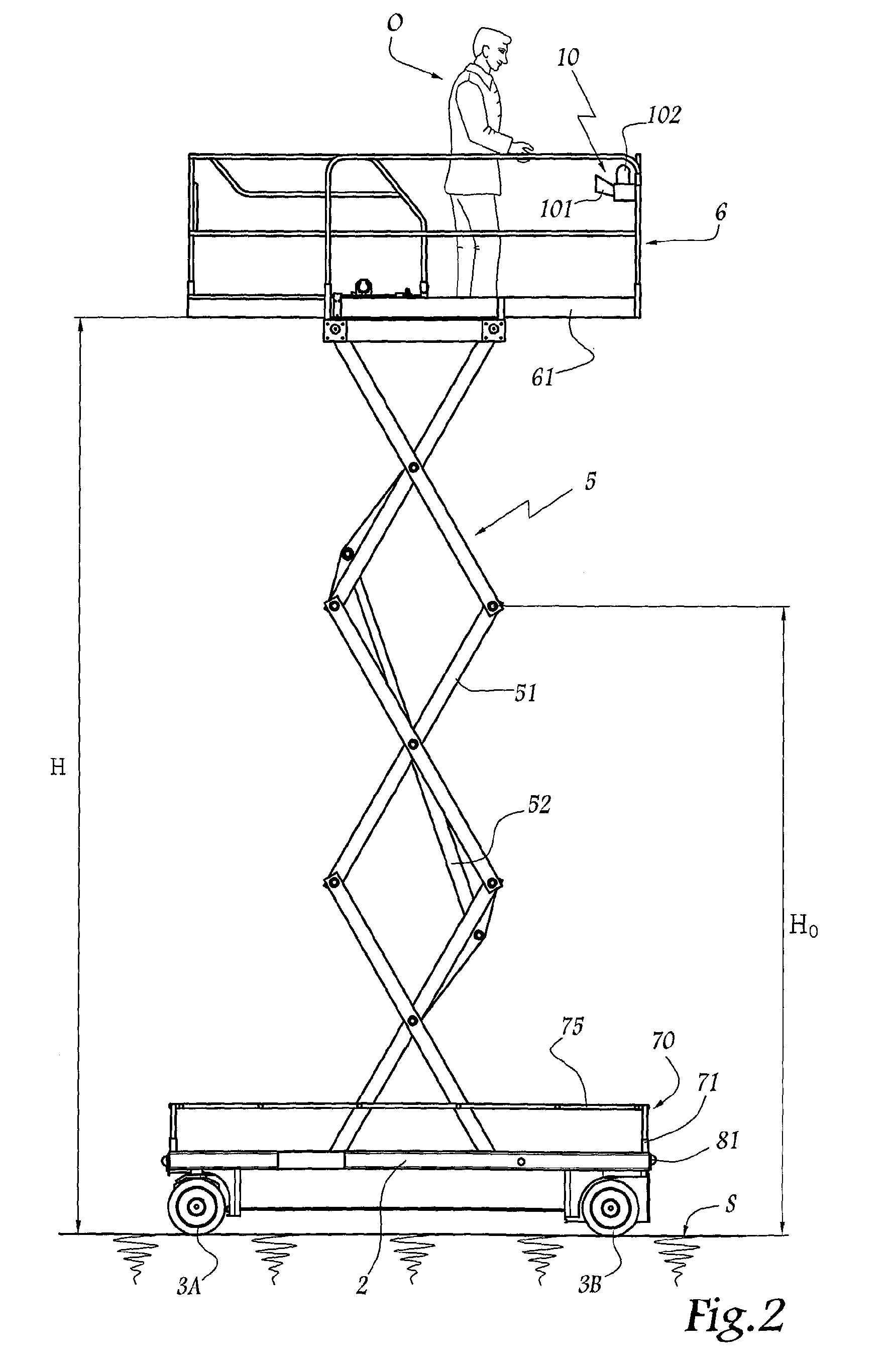 Patent EP1452479A1 - Scissor lift platform and method for controlling ...