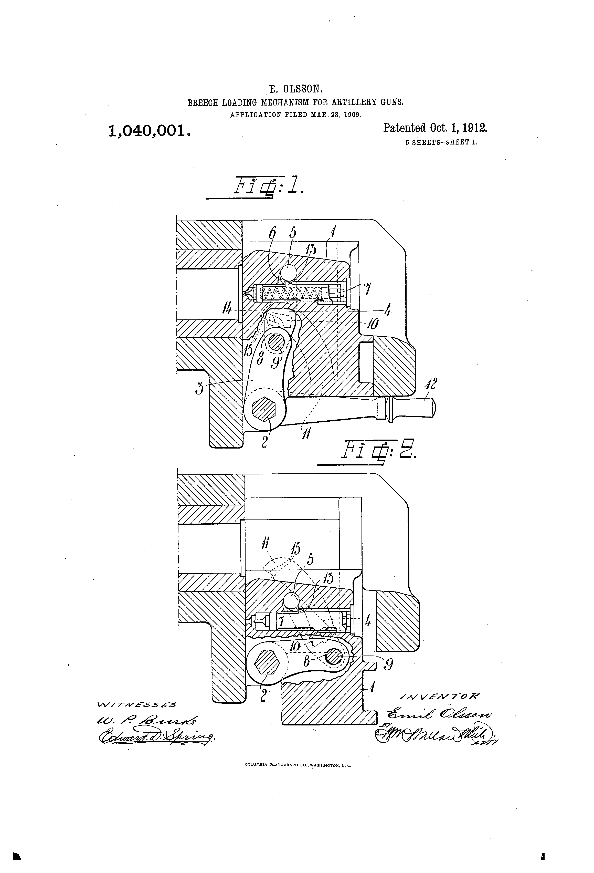 Patent US1040001 - Breech-loading mechanism for artillery-guns ...