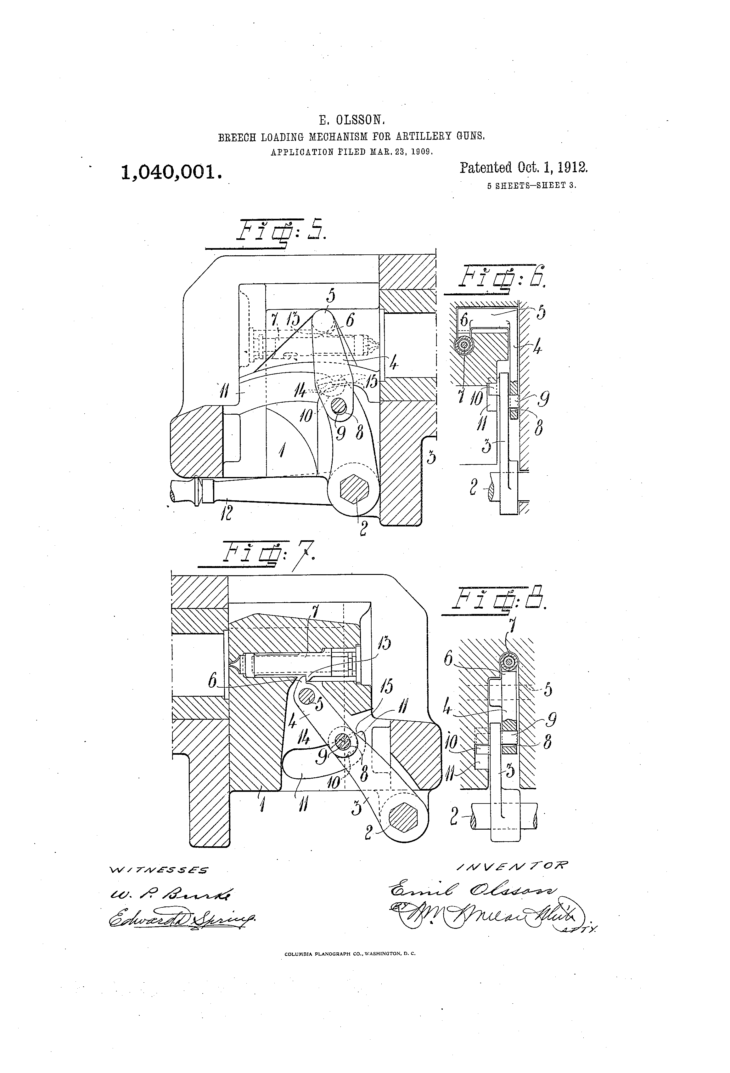 Patent US1040001 - Breech-loading mechanism for artillery-guns ...