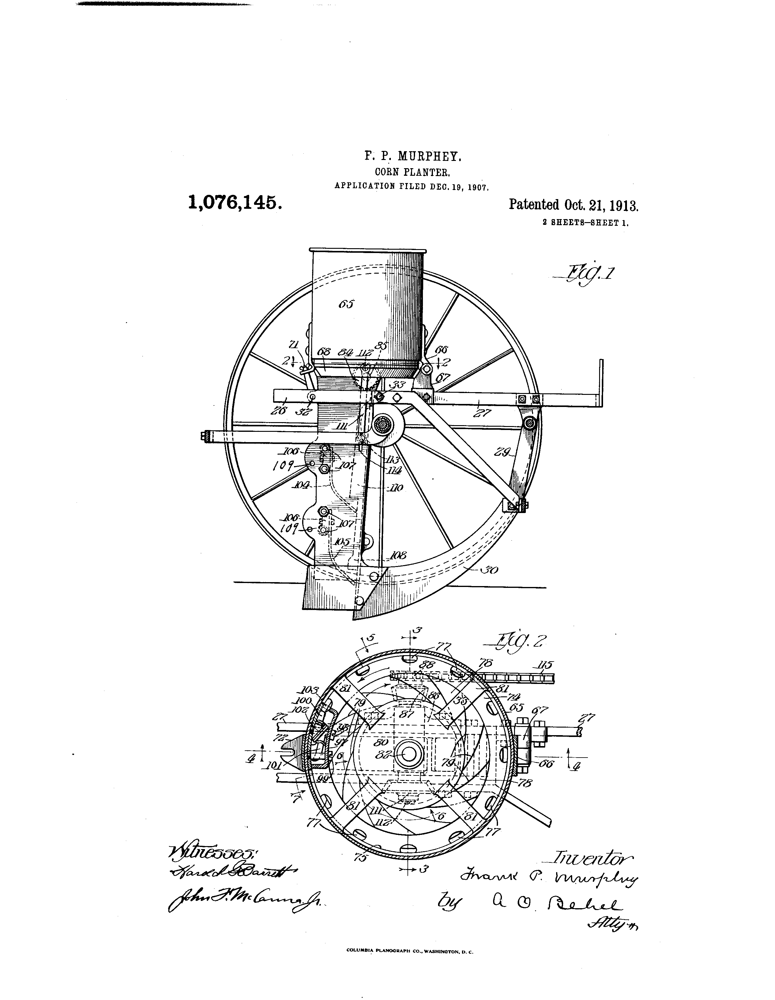 Patent US1076145 - Corn-planter. - Google Patents