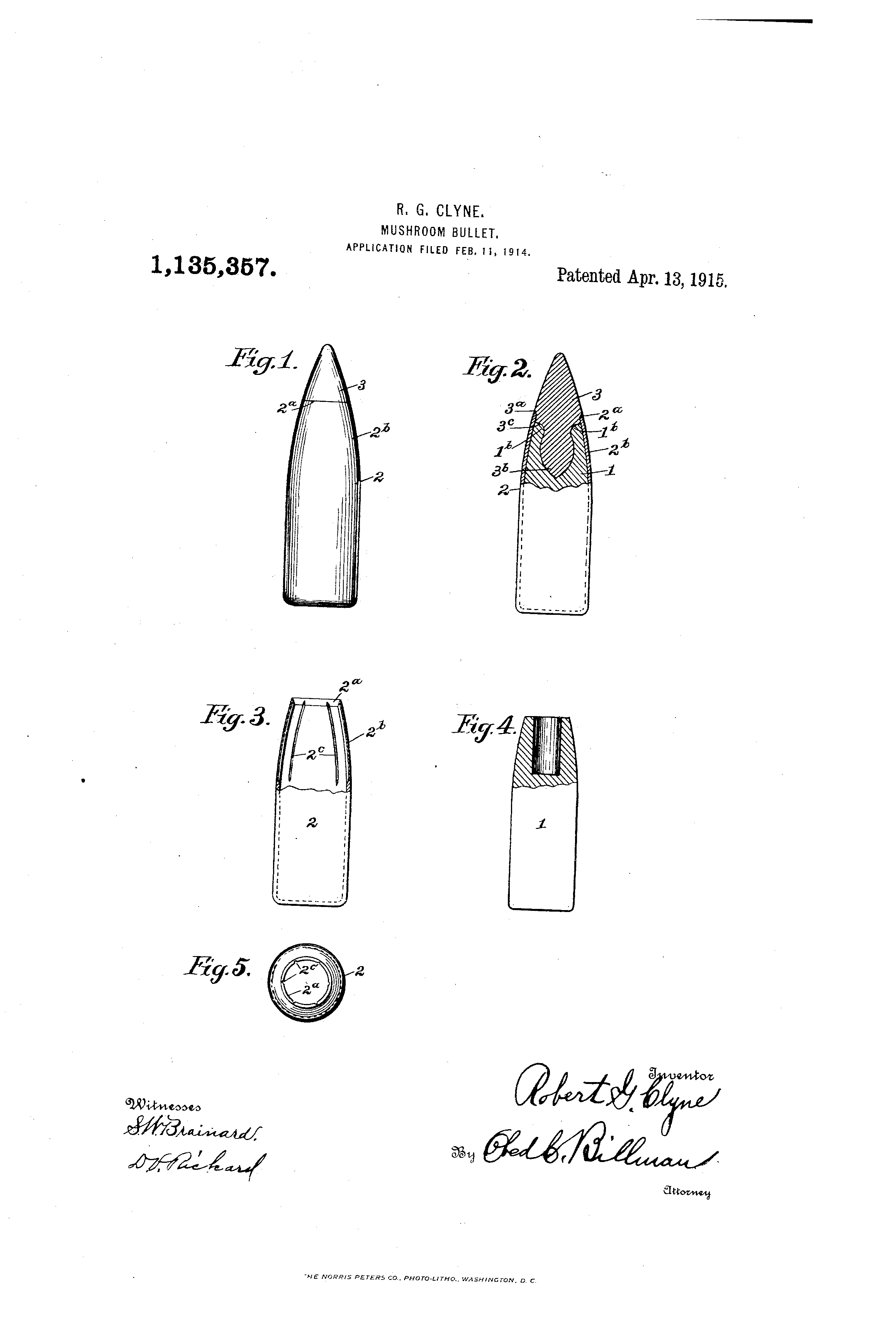 Patent US1135357 - Mushroom-bullet. - Google Patents