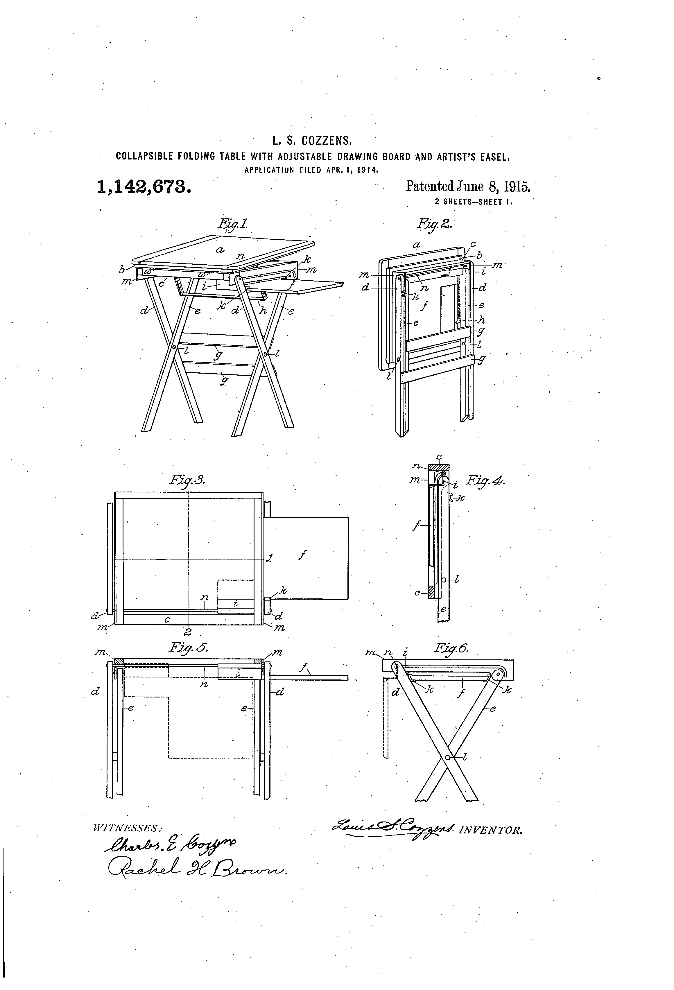 Patent US1142673 - Collapsible folding table with adjustable drawing ...