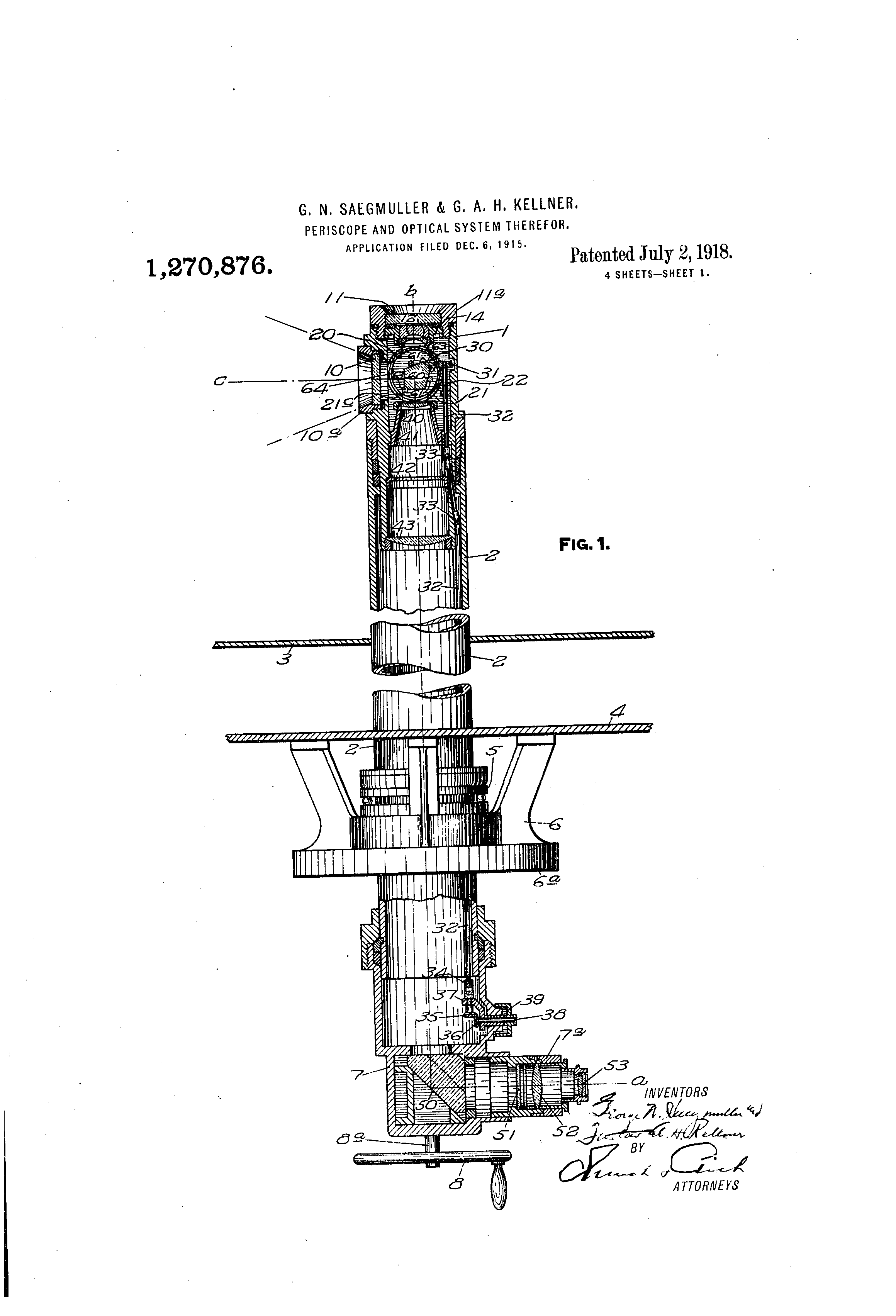 Patent US1270876 - Periscope and optical system therefor. - Google Patents