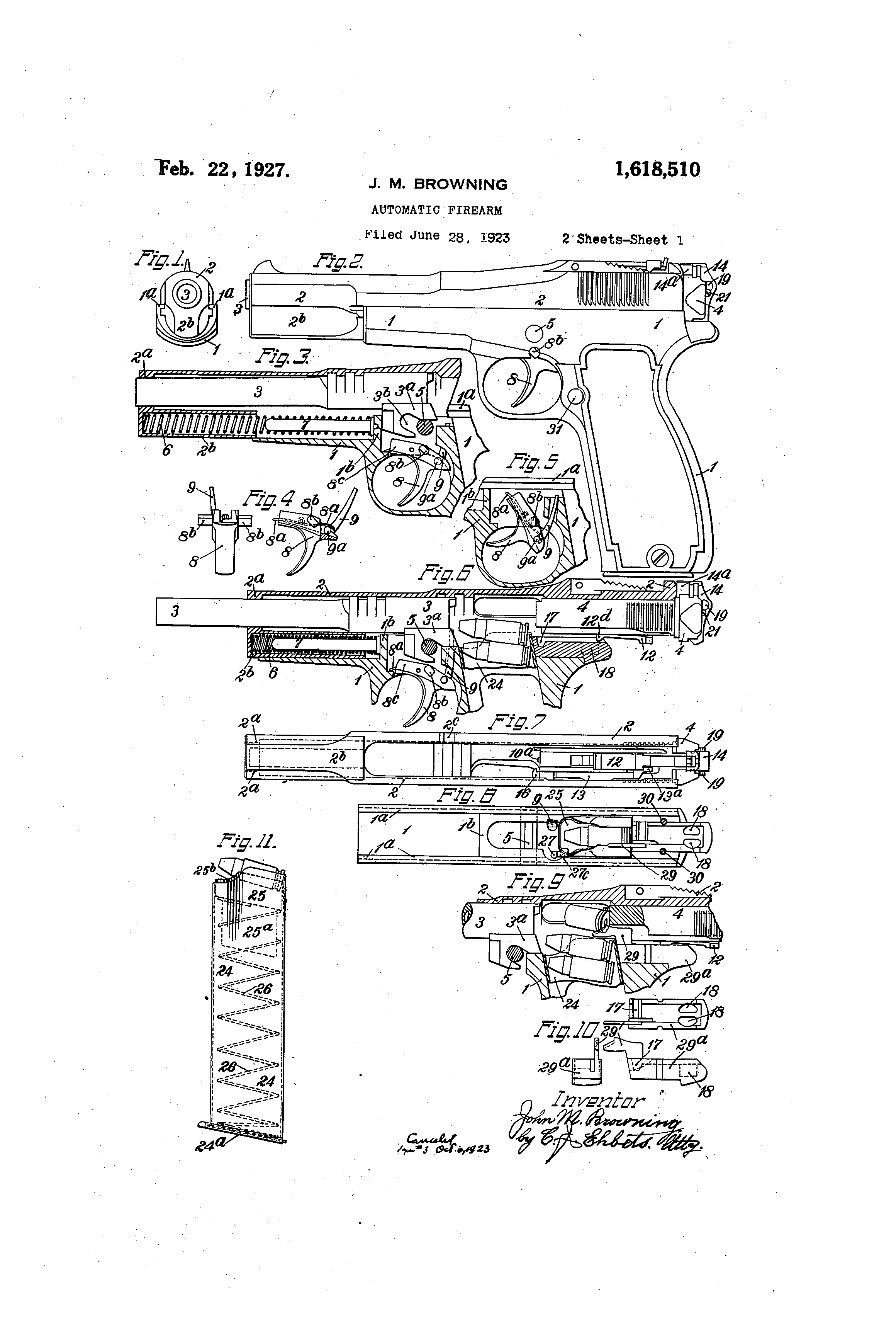 Firearms Patent Patents Drawing Firearm 1911 Drawings Google Pages ...