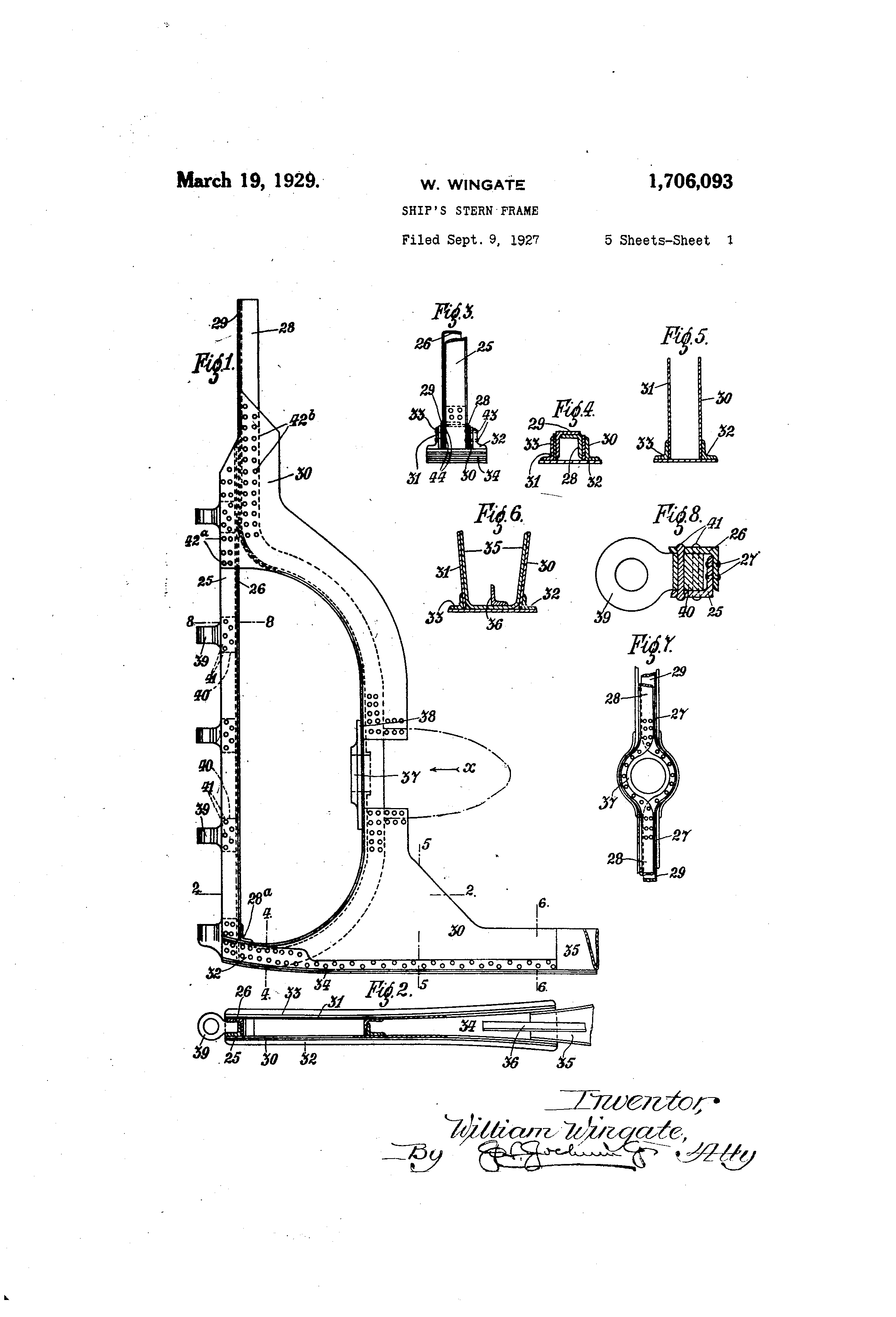 Patent US1706093 - Ship's stern frame - Google Patents