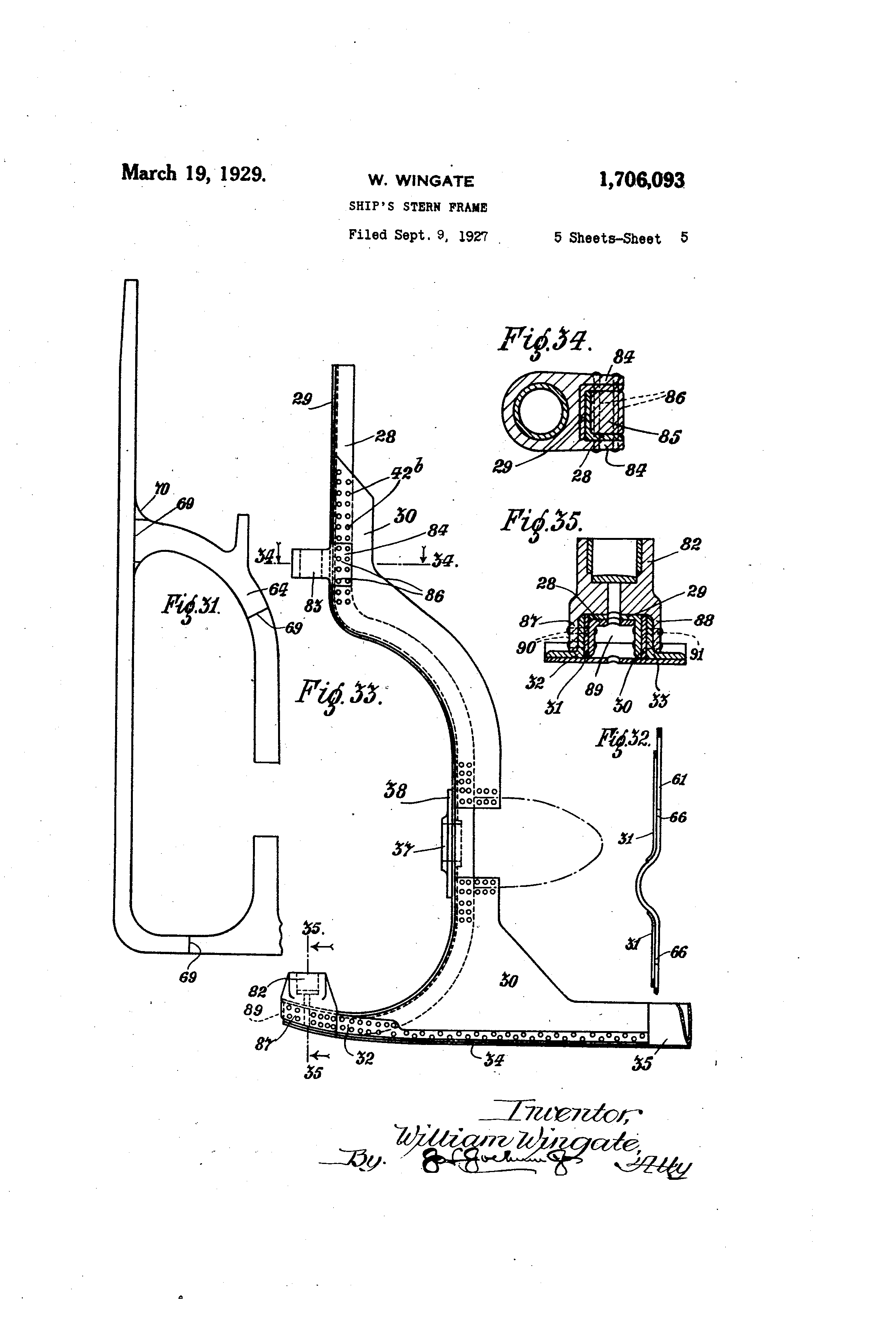 Patent US1706093 - Ship's stern frame - Google Patents