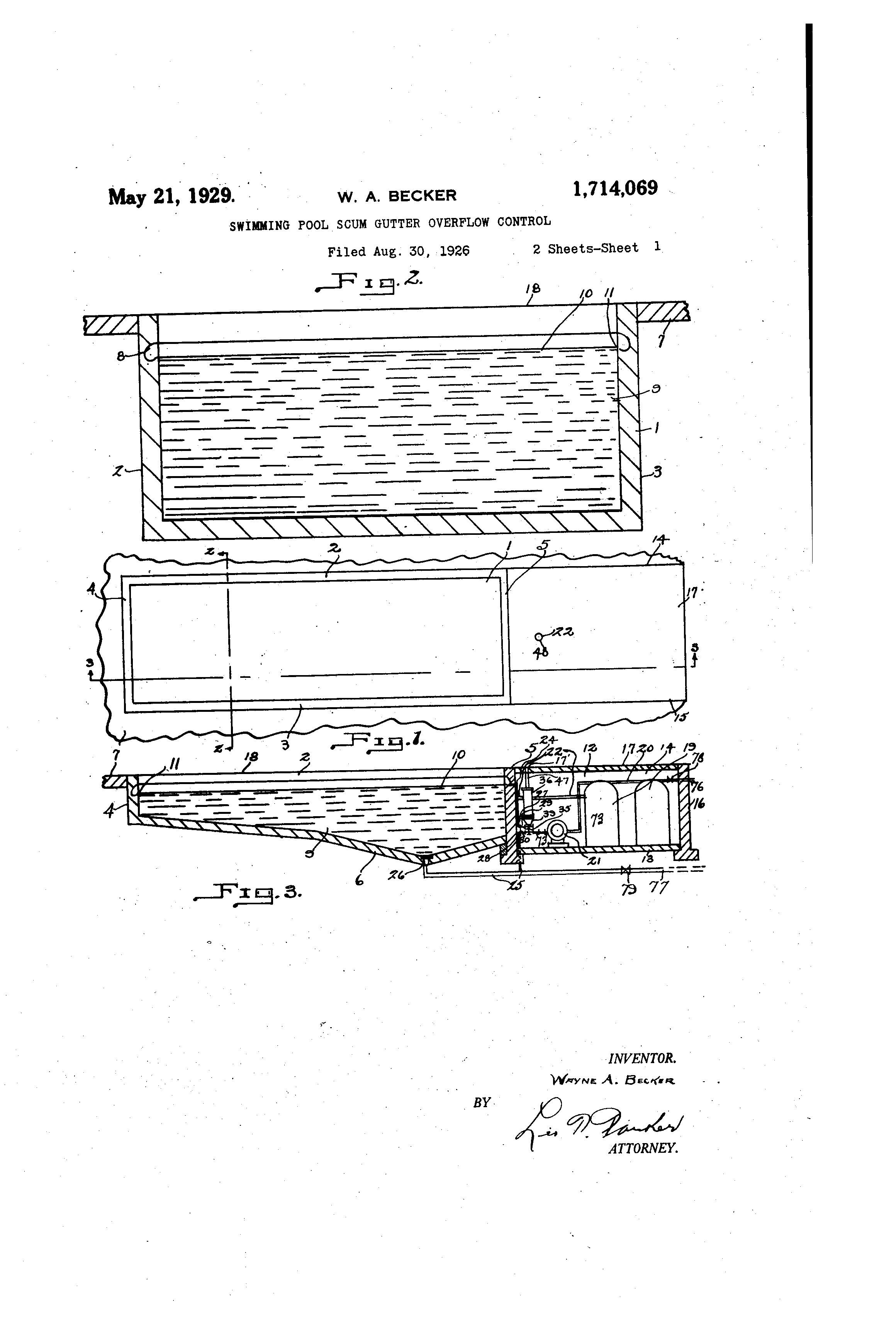Patent US1714069 - Swimming-pool scum-gutter-overflow control - Google ...