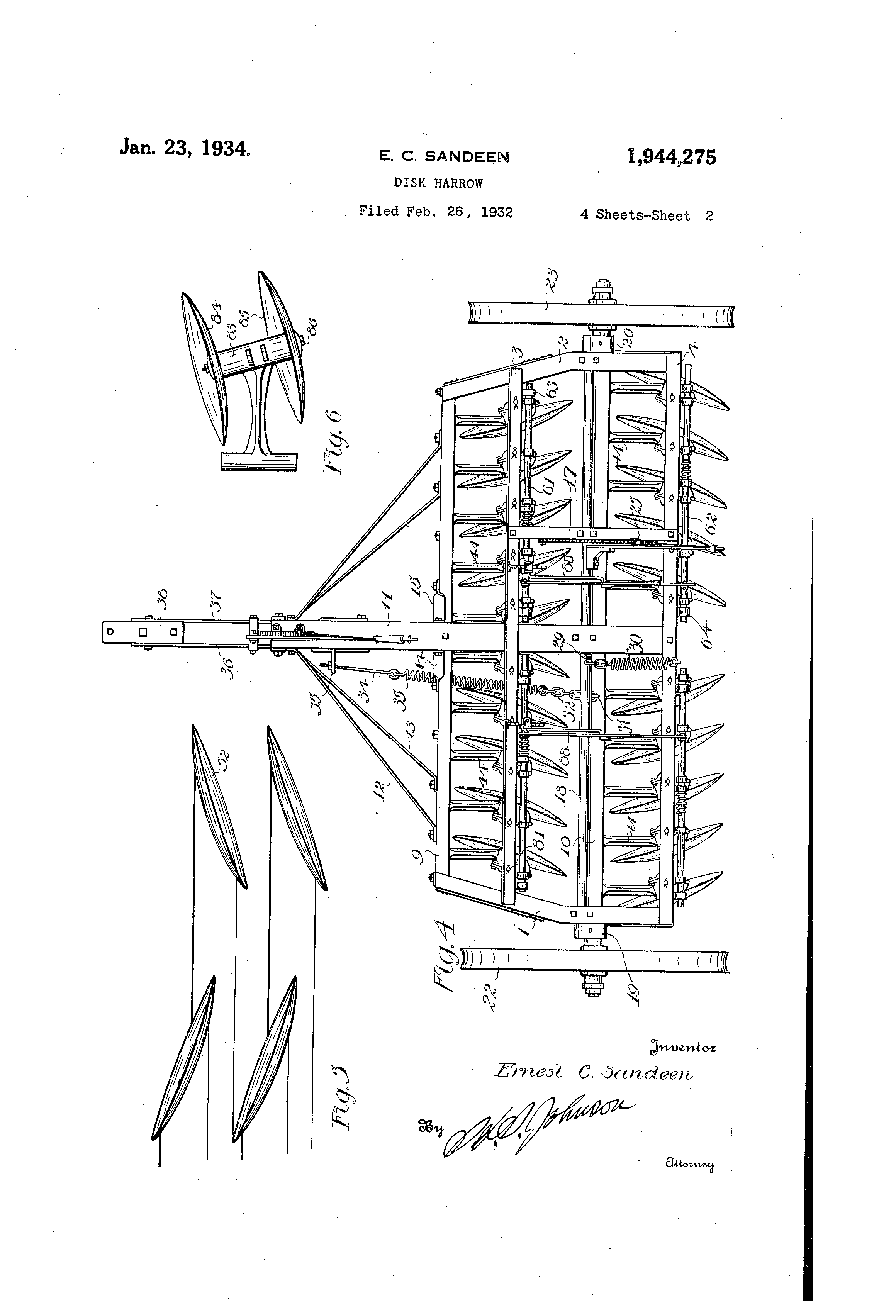 Patent US1944275 - Disk harrow - Google Patents