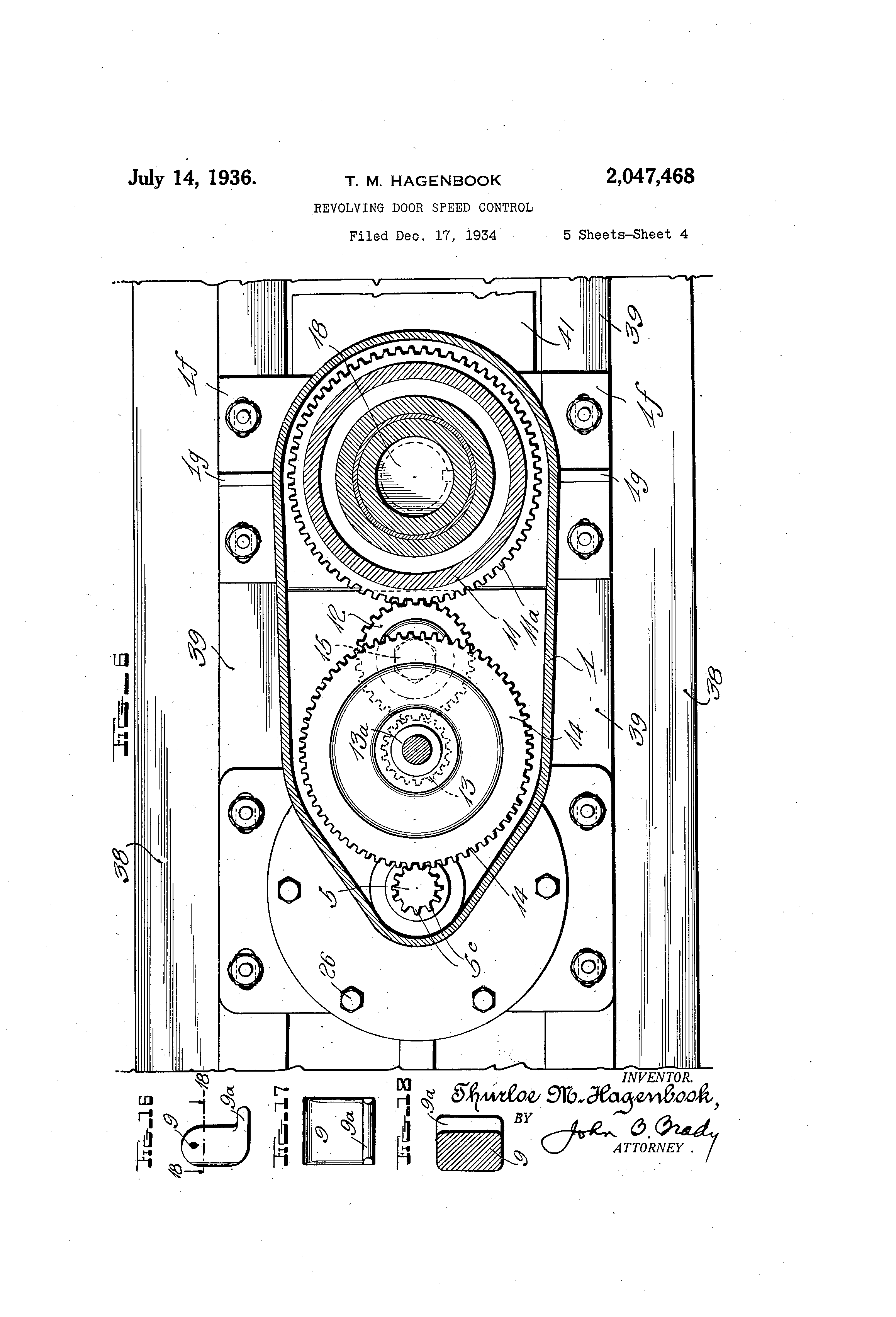 Patent US2047468 - Revolving door speed control - Google Patents