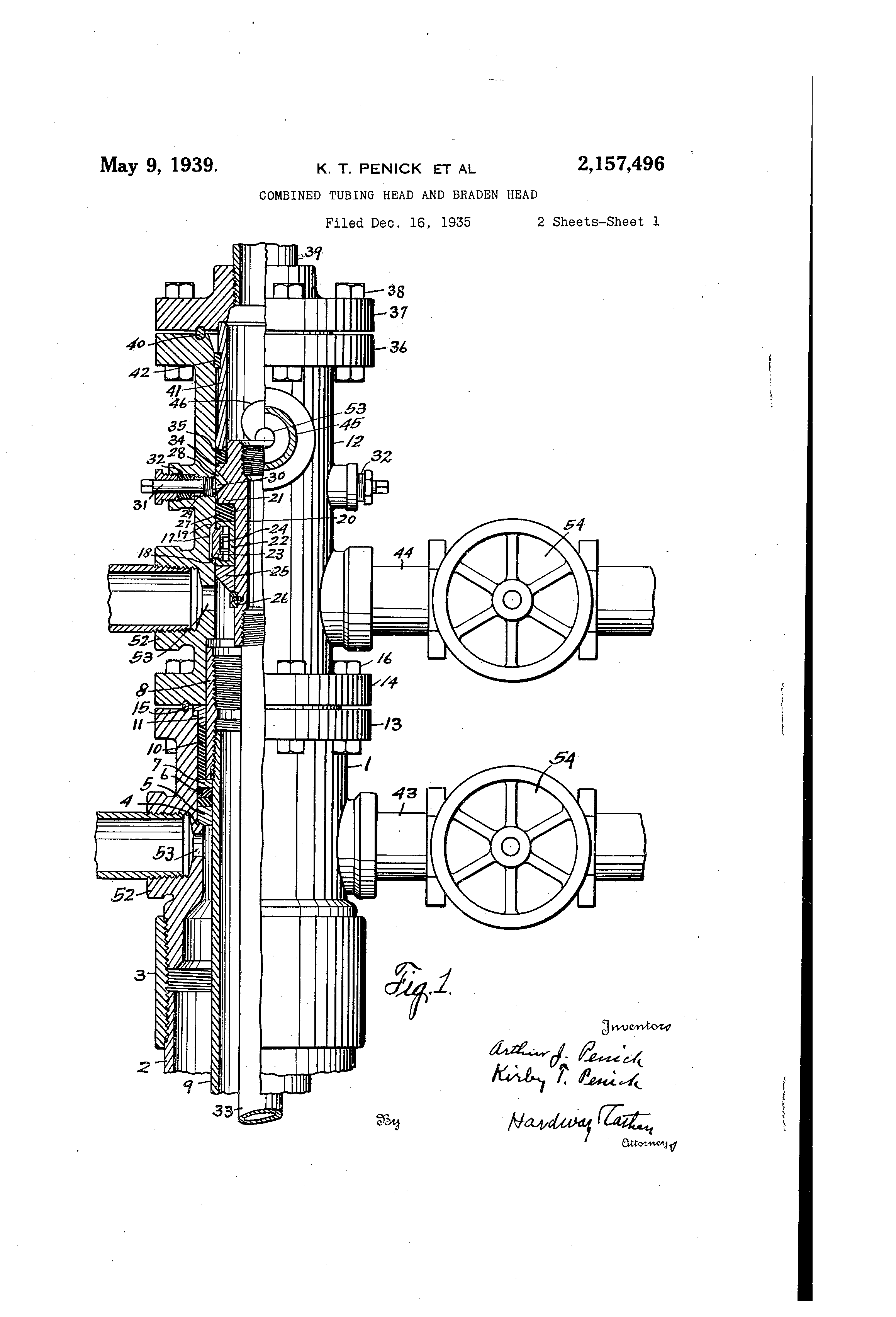 Patent US2157496 - Combined tubing head and braden head - Google Patents