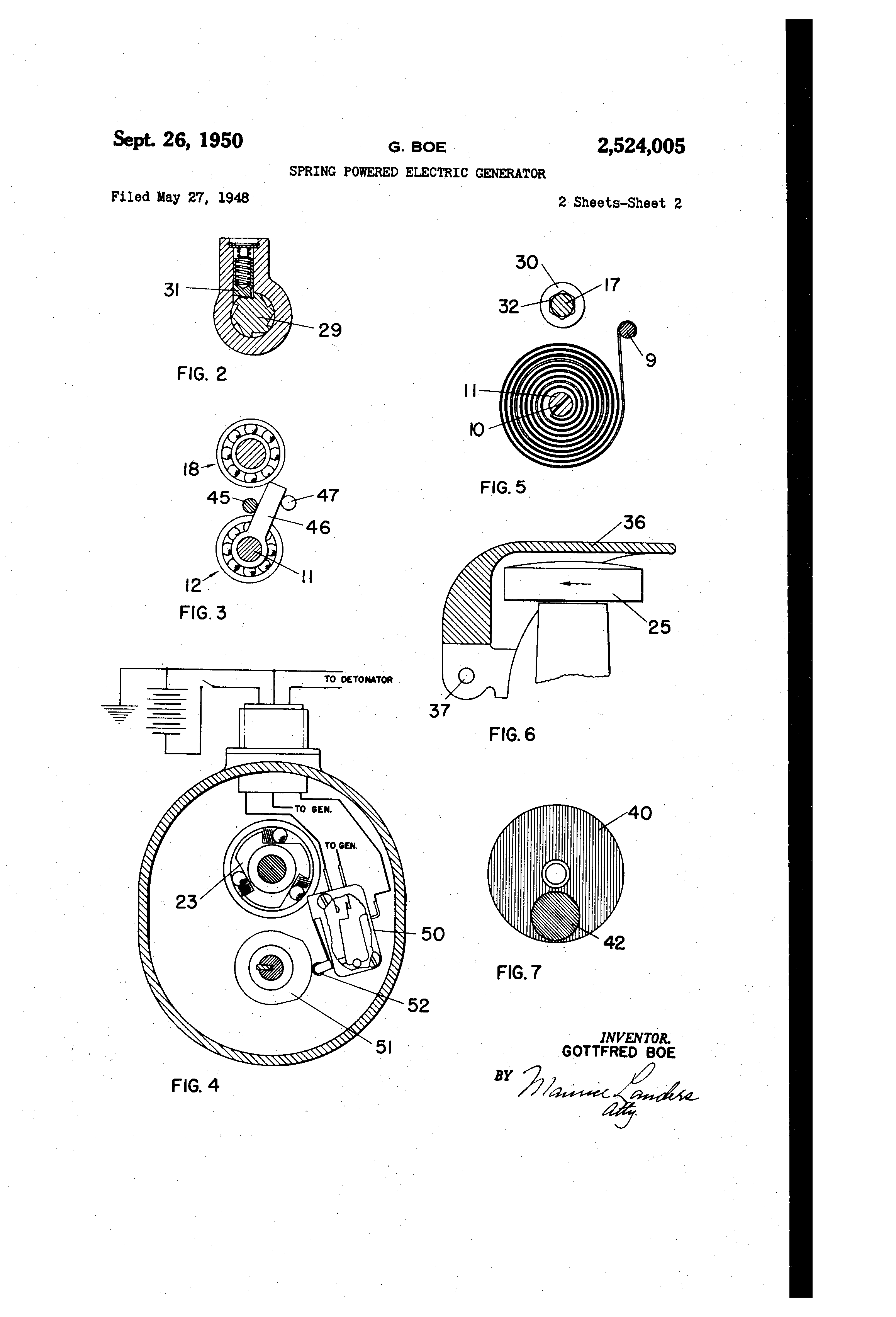 Patent US2524005 - Spring powered electric generator - Google Patents