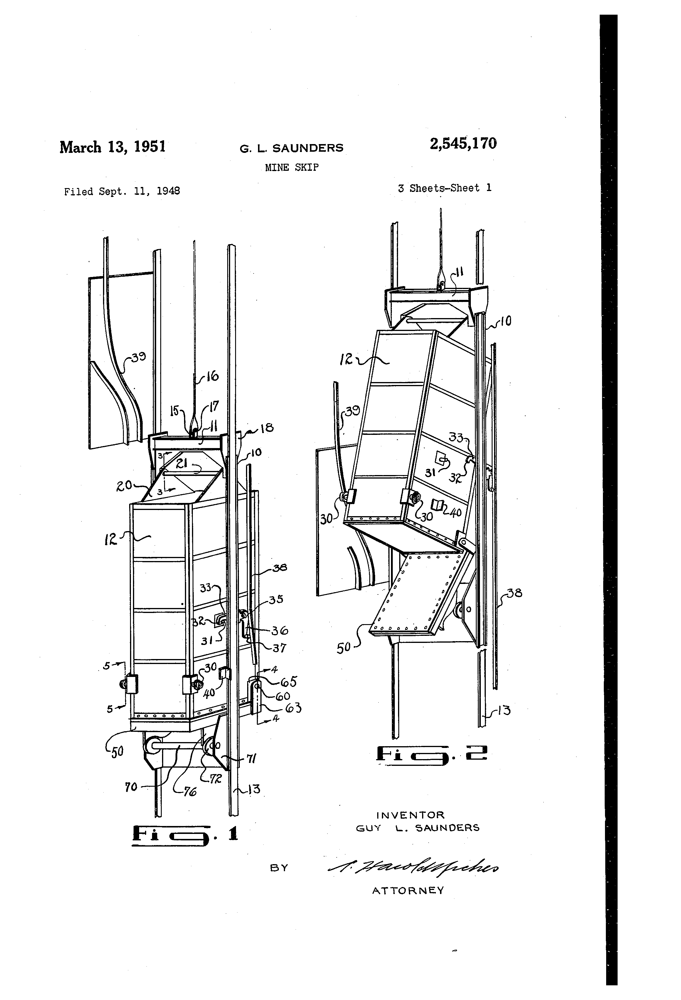 Patent US2545170 - Mine skip - Google Patents