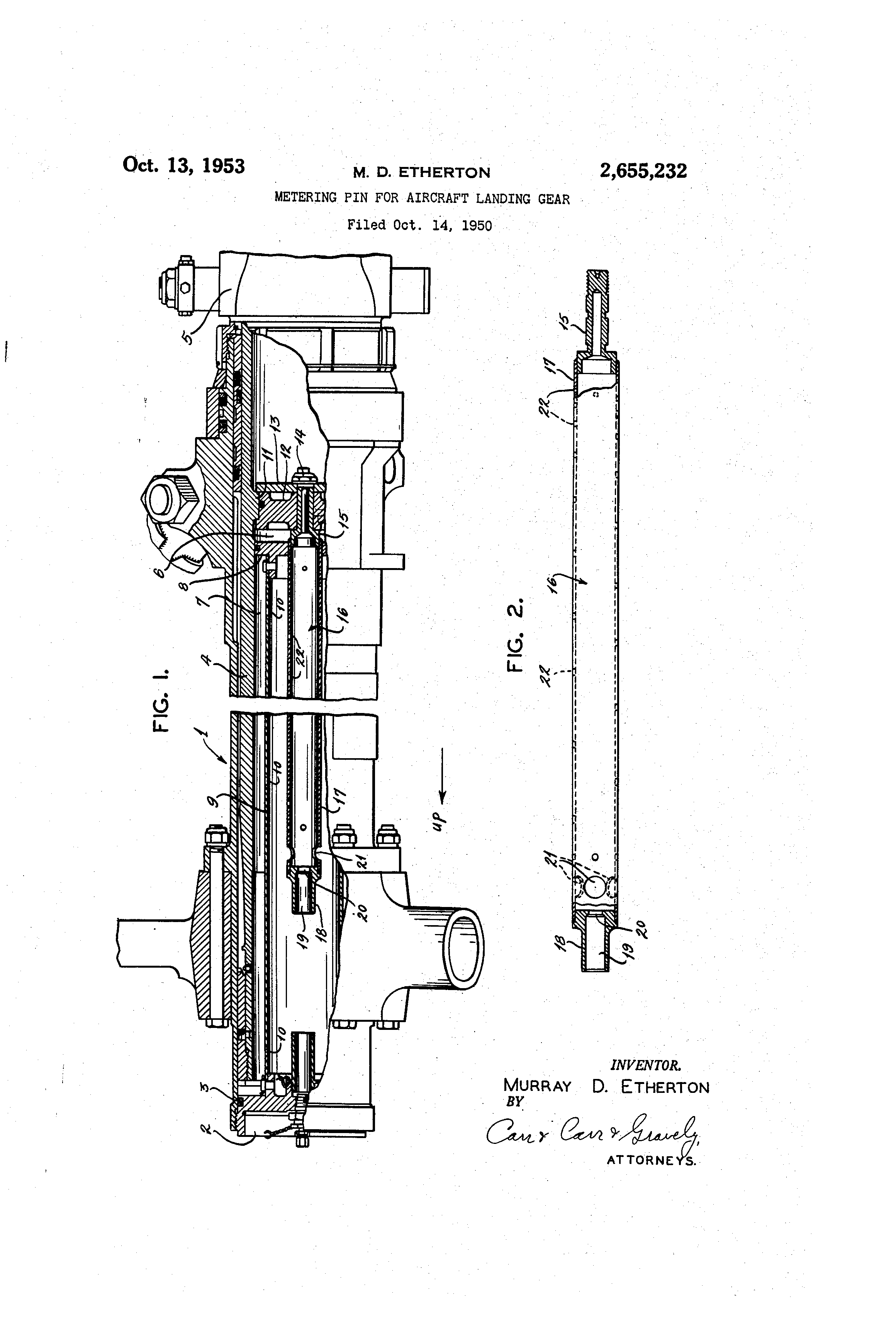 Patent US2655232 - Metering pin for aircraft landing gear - Google Patents