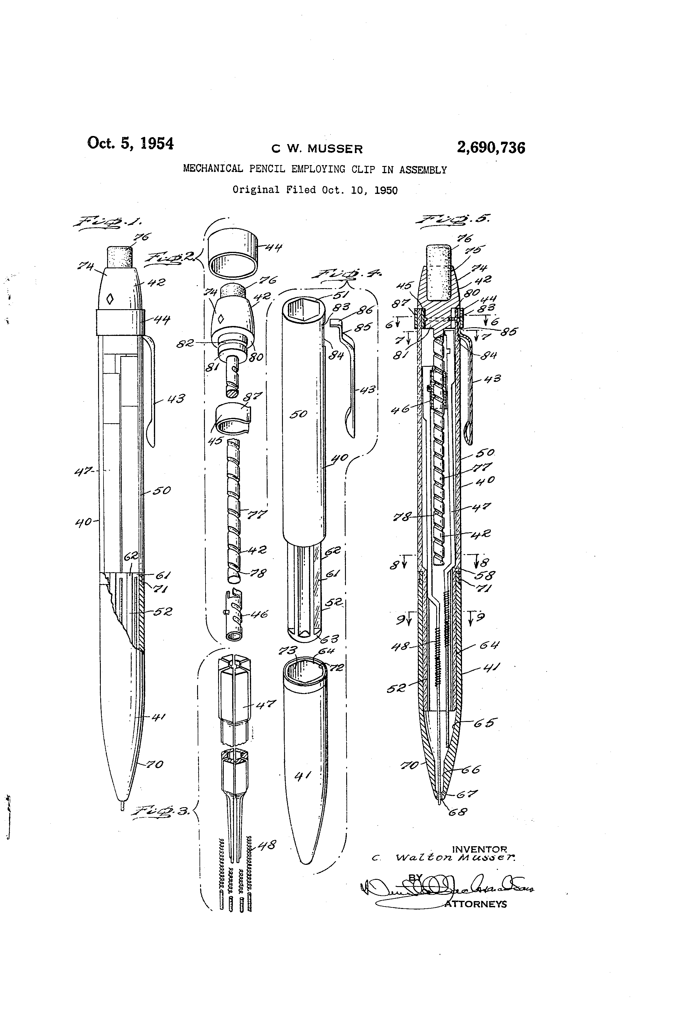 Patent US2690736 - Mechanical pencil employing clip in assembly ...