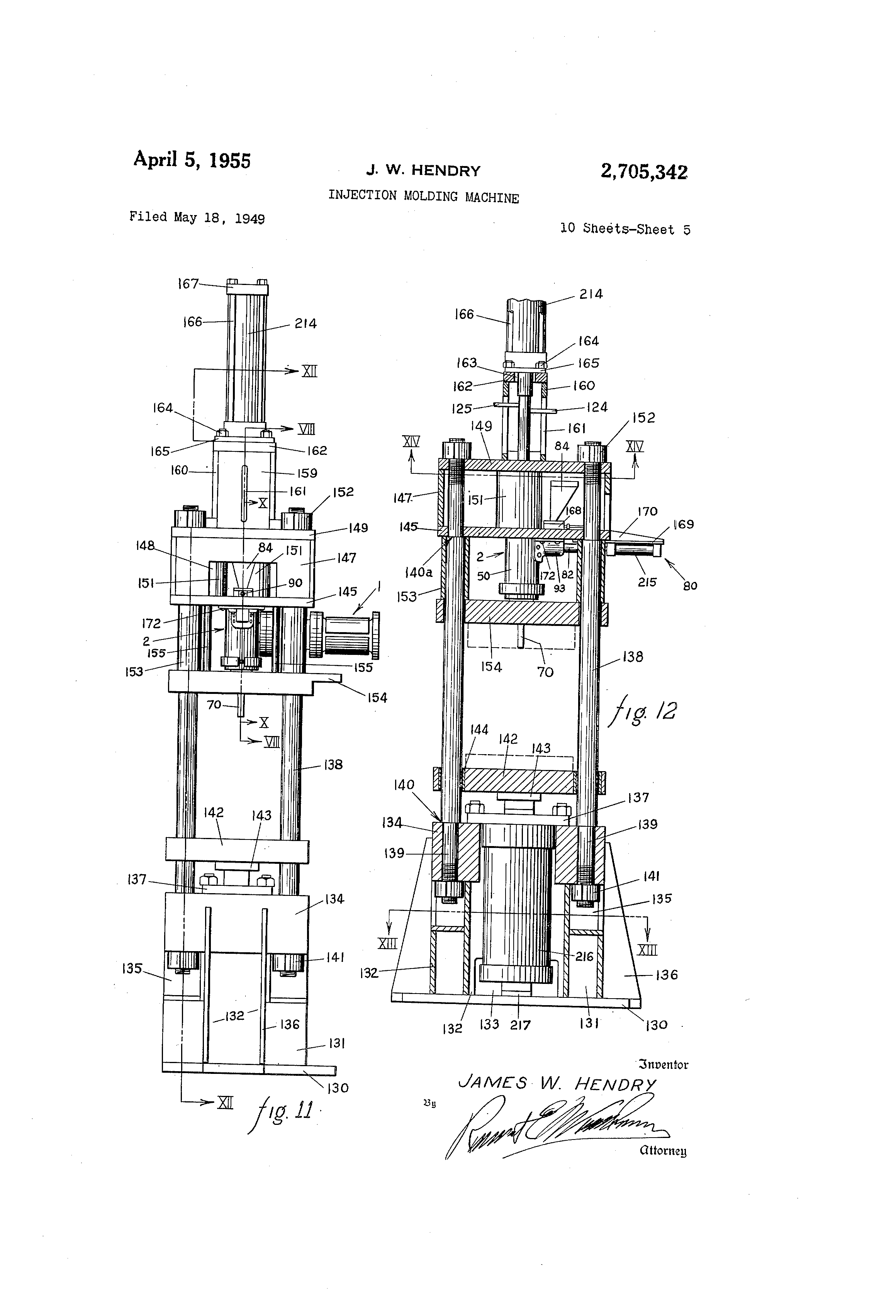 Patent US2705342 - Injection molding machine - Google Patents