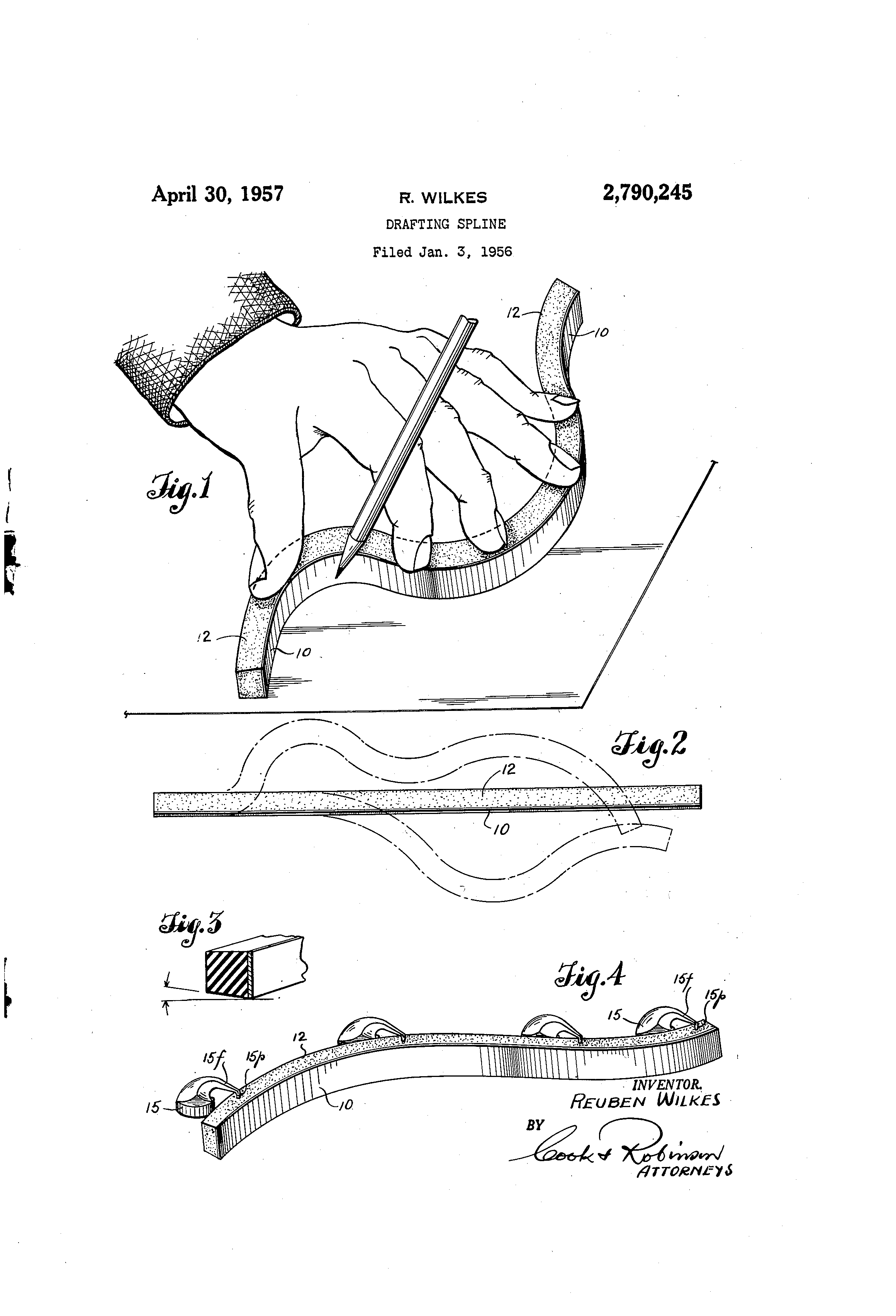 Patent US2790245 - Drafting spline - Google Patents