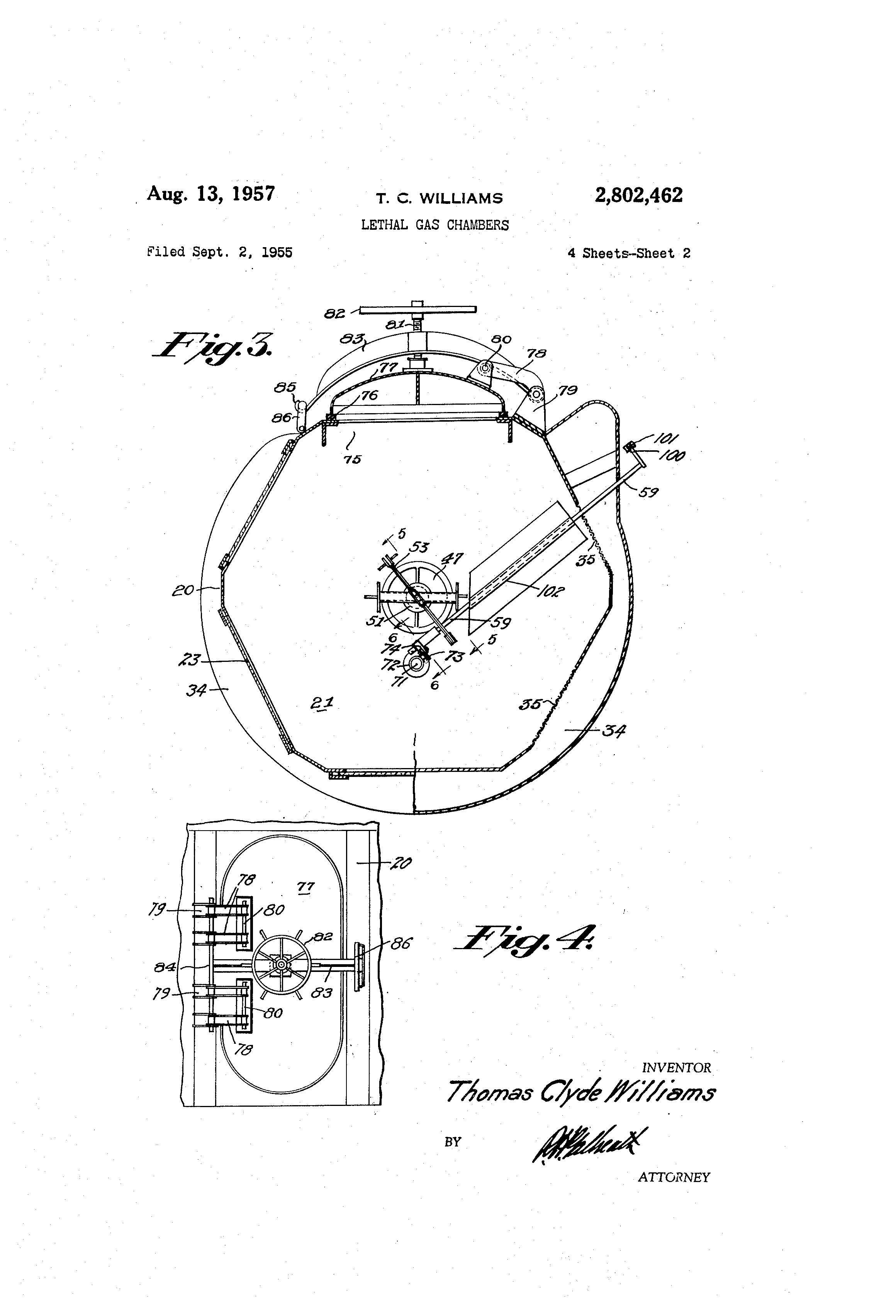 Patent US2802462 - Lethal gas chambers - Google Patents