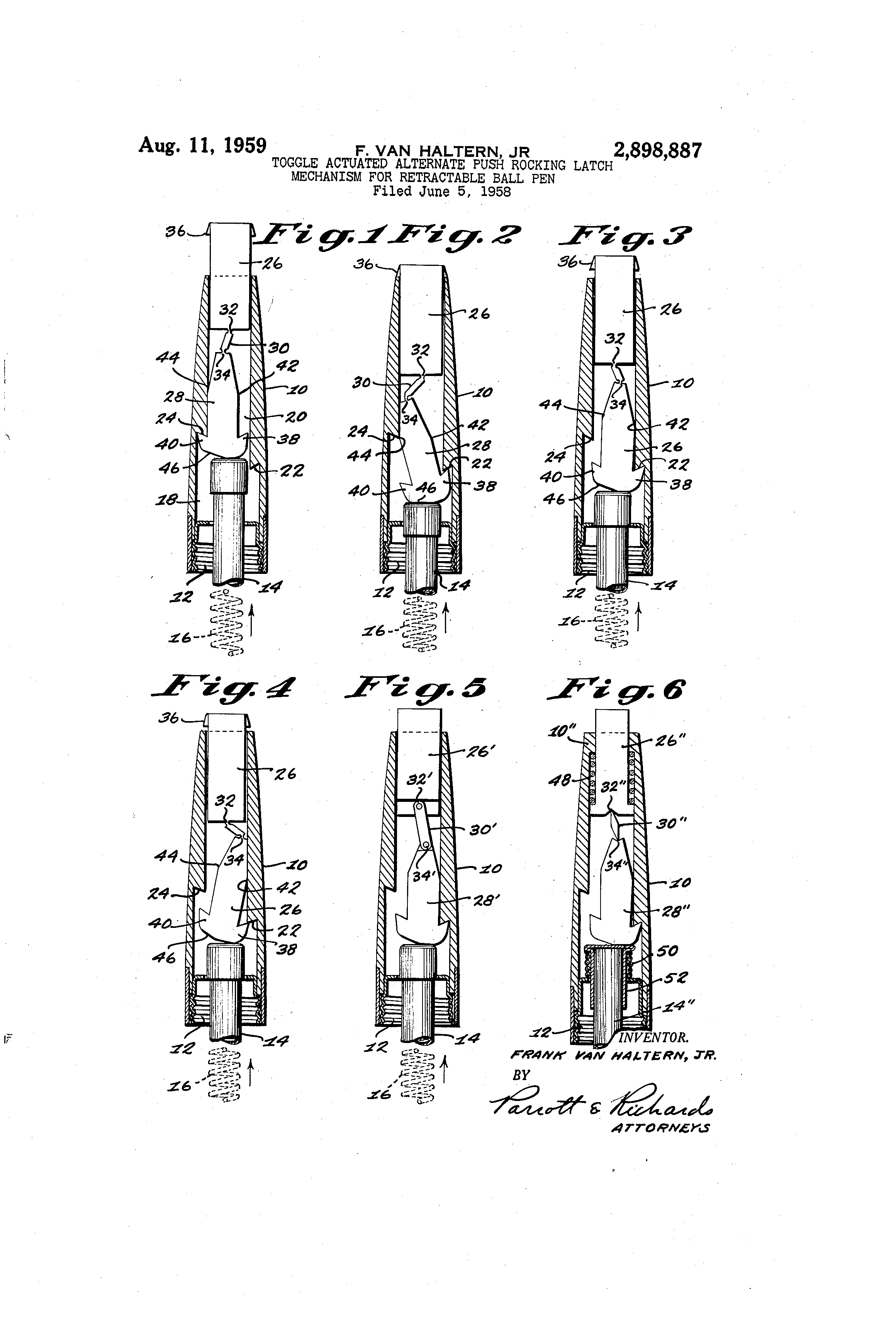 Patent US2898887 - Toggle actuated alternate push rocking latch ...