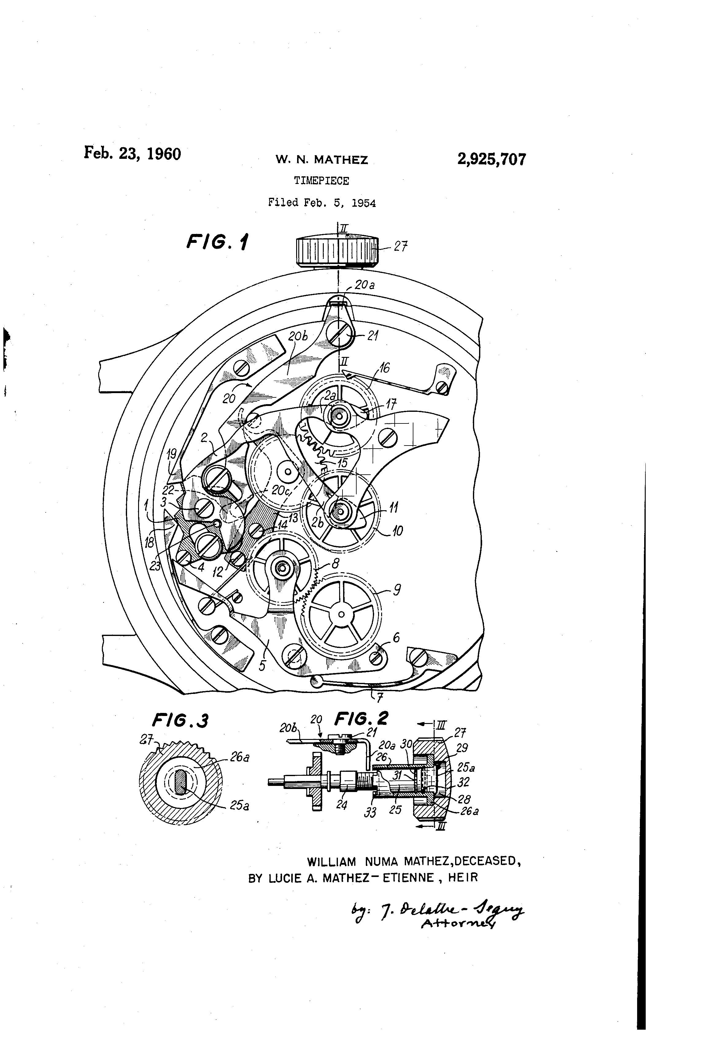 Patent Tp by William Numa Mathez Issued Feb 23, 1930