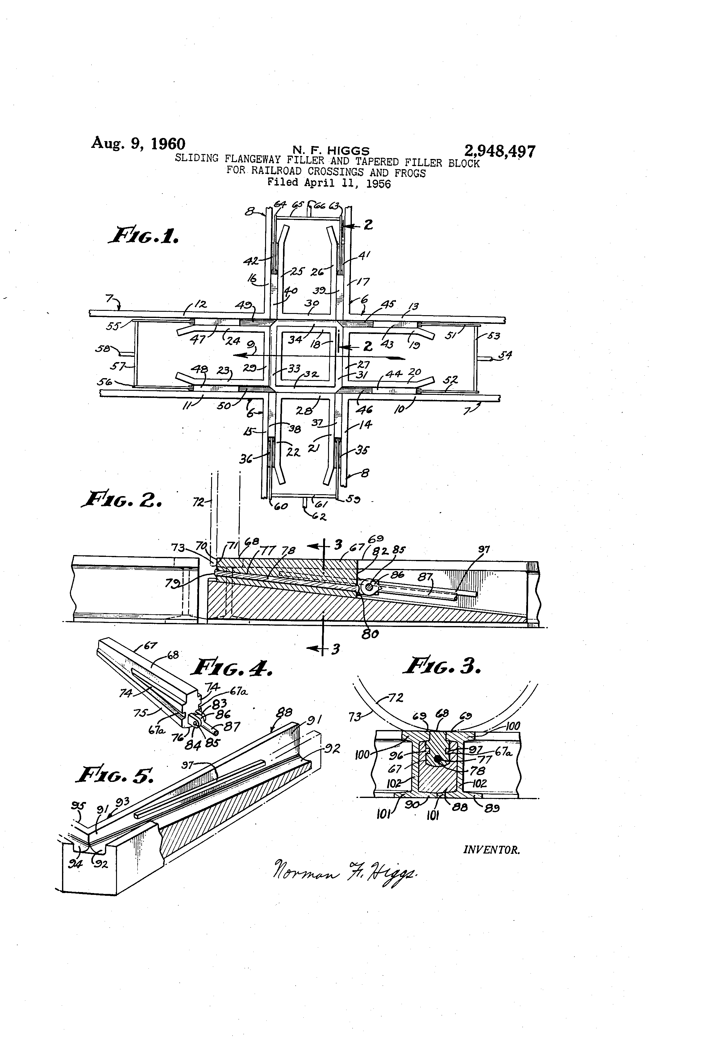 Patent US2948497 - Sliding flangeway filler and tapered filler block ...