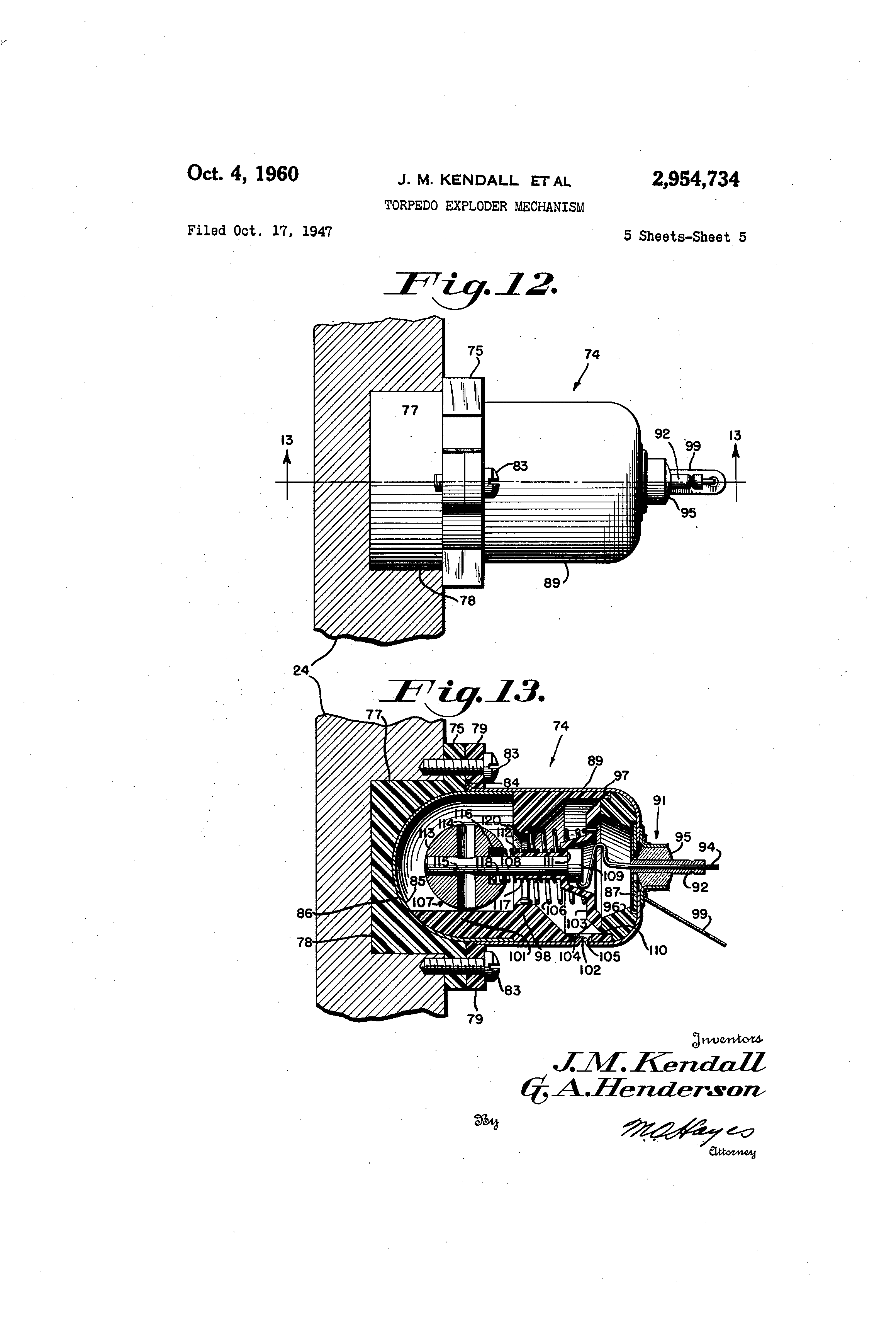 Patent US2954734 - Torpedo exploder mechanism - Google Patents