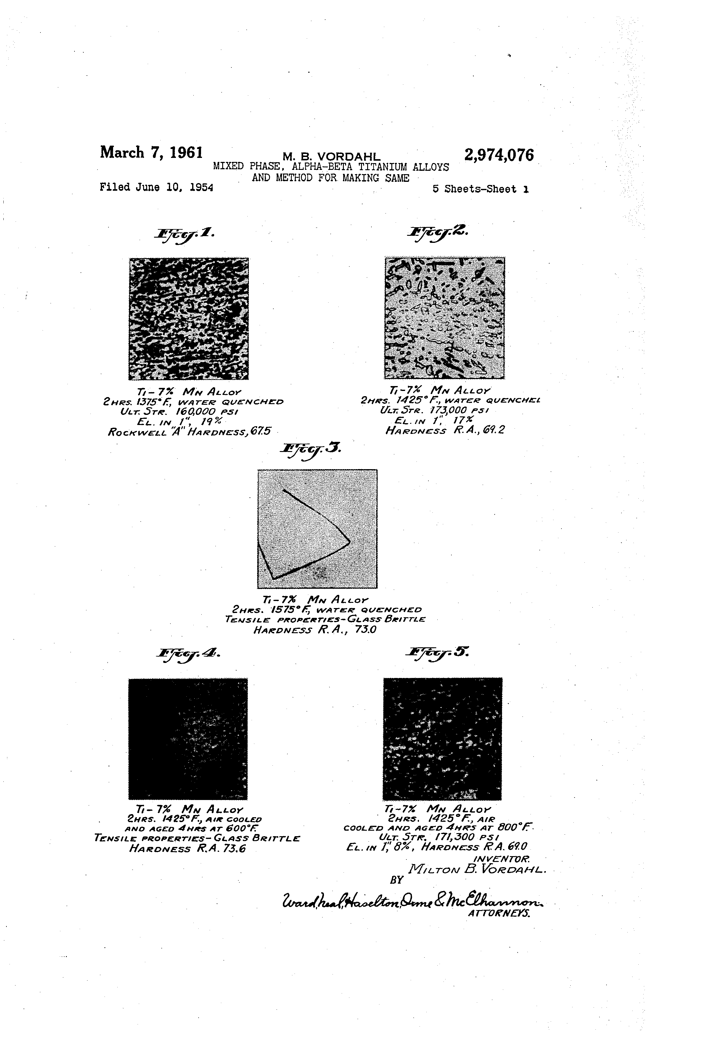 Patent US2974076 - Mixed phase, alpha-beta titanium alloys and method ...