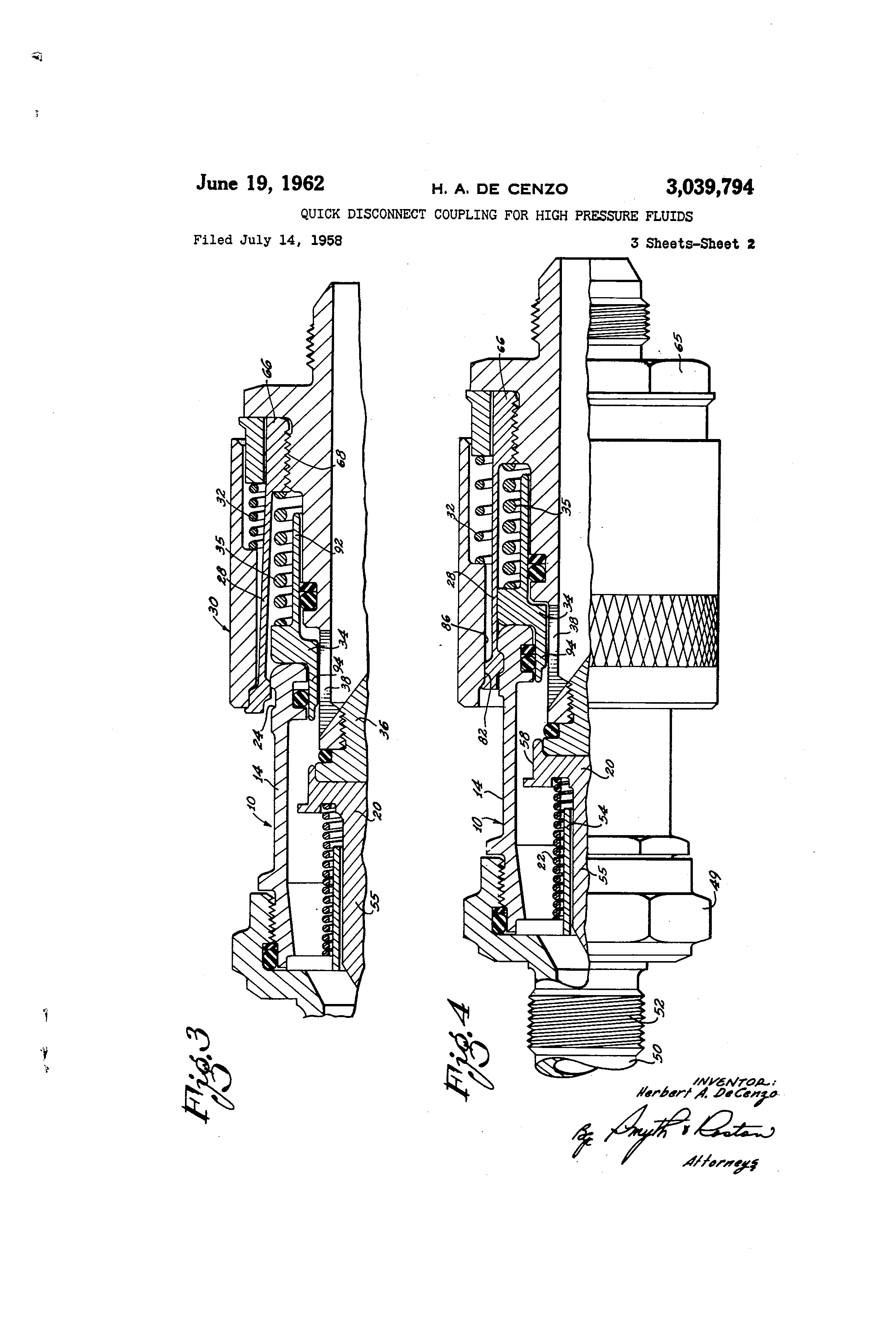 Patents Patent Quick Drawing Disconnect Coupling Pressure High Sketch ...