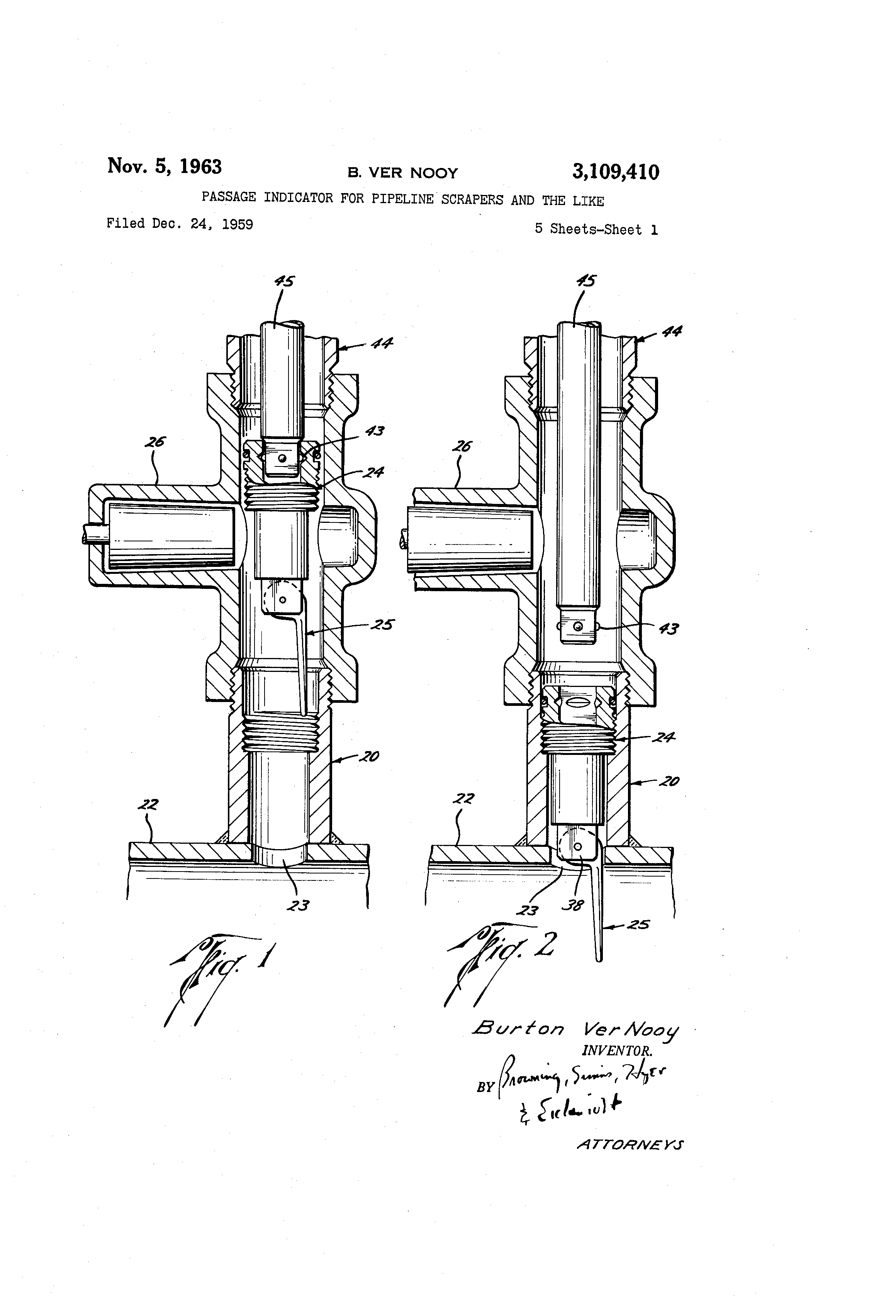 Patent US3109410 - Passage indicator for pipeline scrapers and the like ...