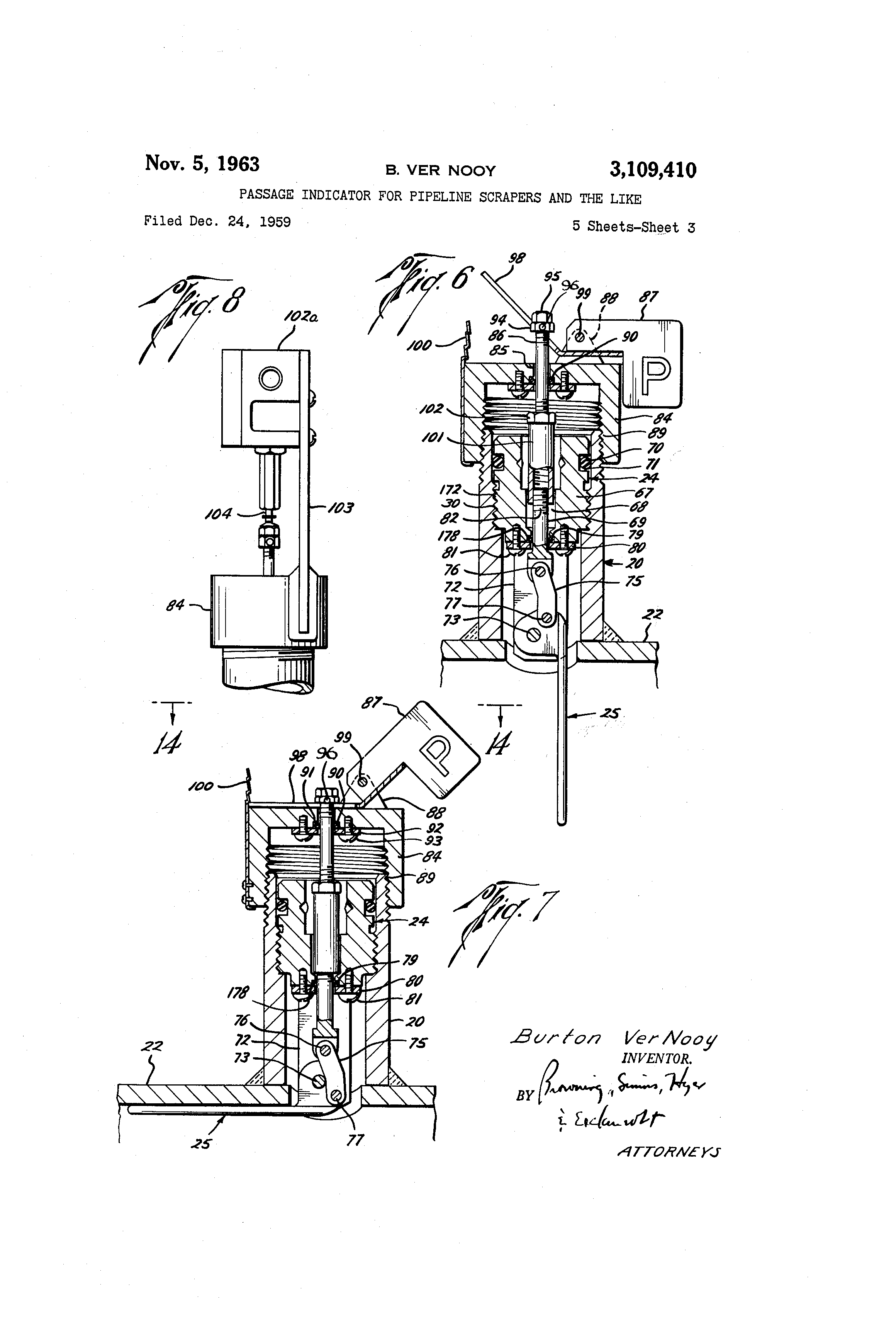 Patent US3109410 - Passage indicator for pipeline scrapers and the like ...
