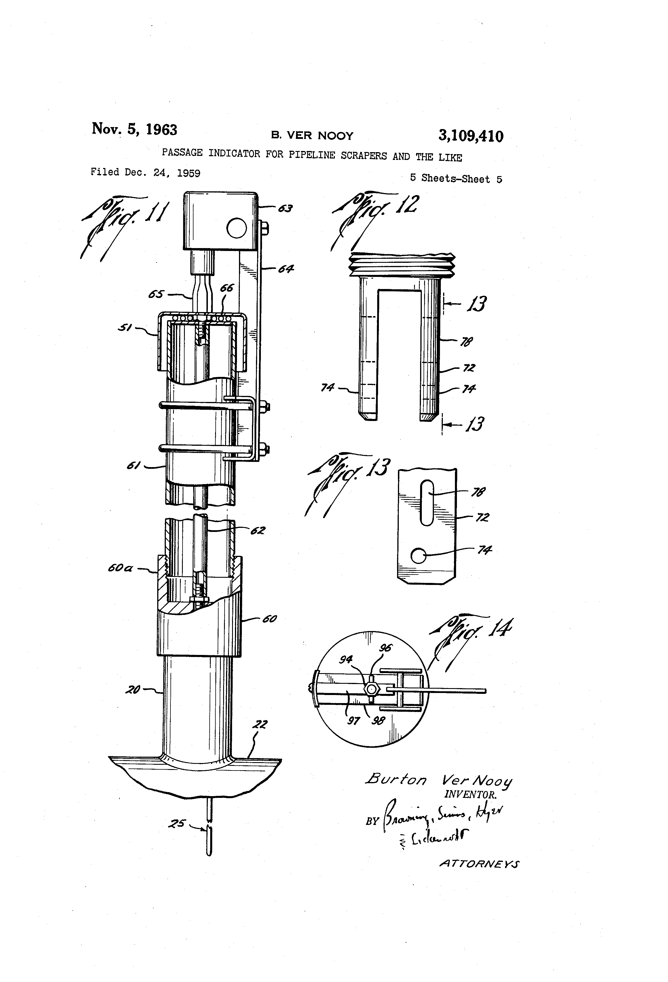 Patent US3109410 - Passage indicator for pipeline scrapers and the like ...