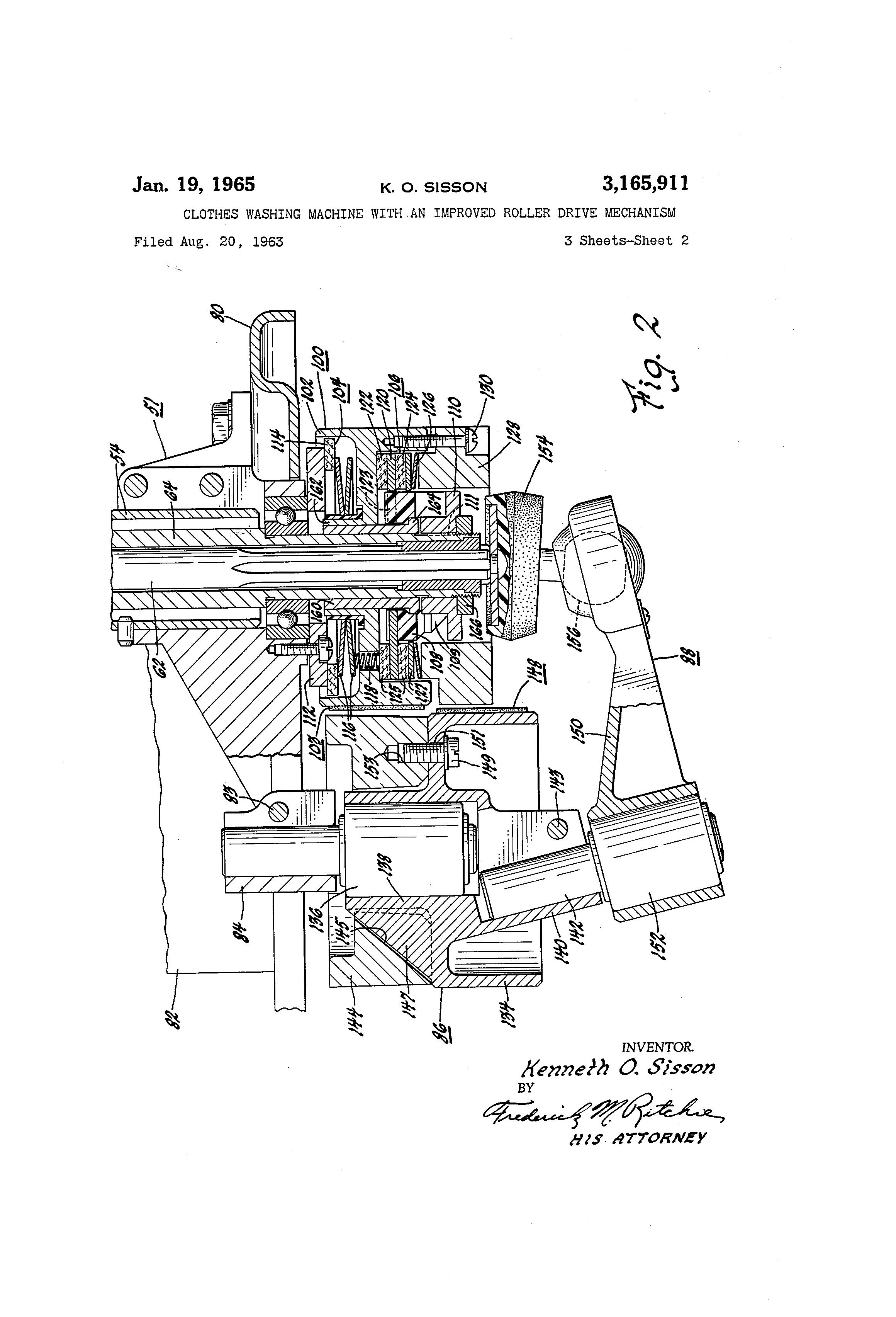 Patent US3165911 - Clothes washing machine with an improved roller ...