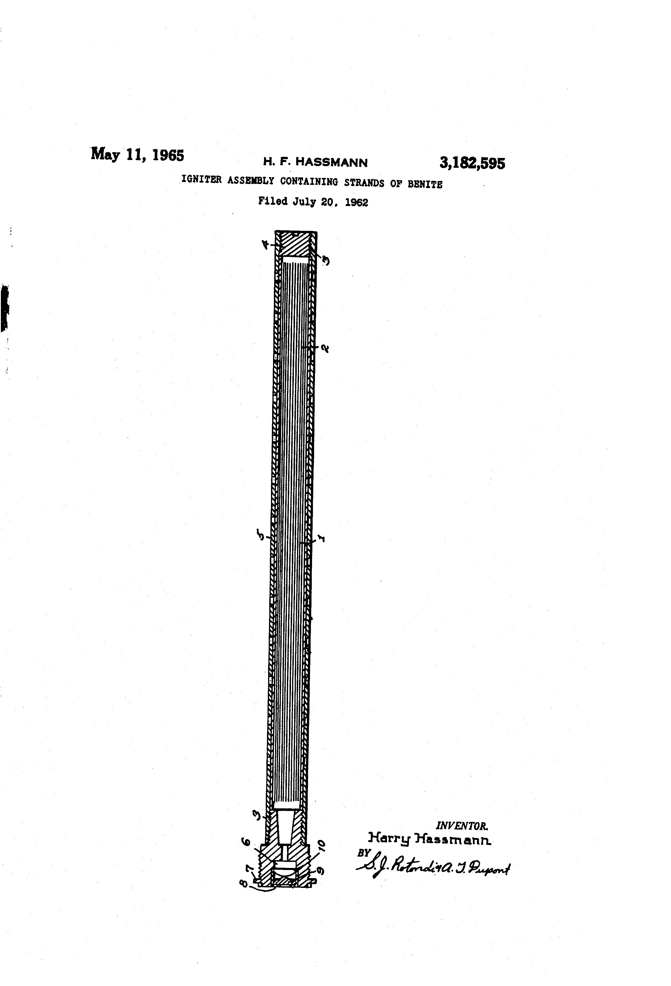 Patent US3182595 - Igniter assembly containing strands of benite ...