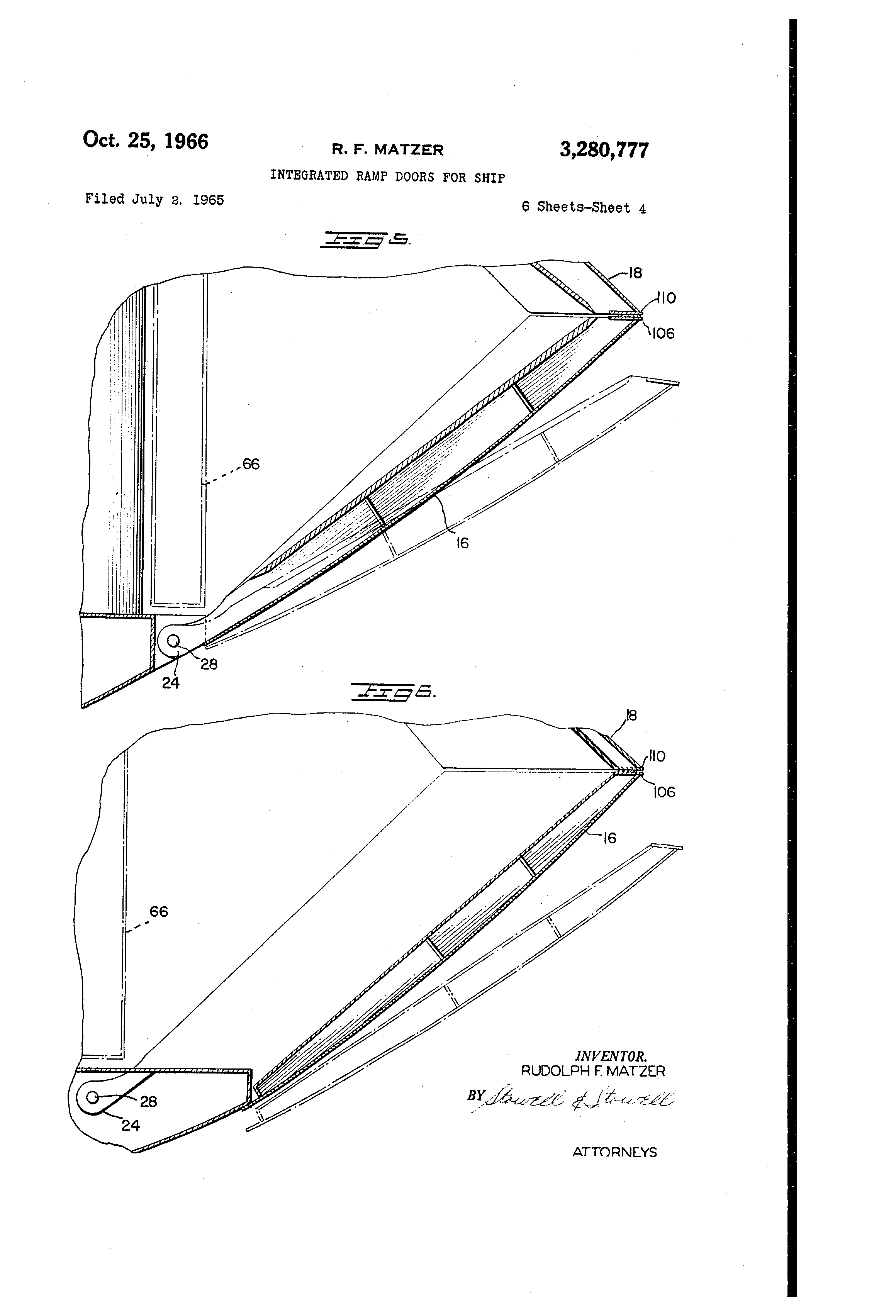 Patent US3280777 - Integrated ramp doors for ship - Google Patents