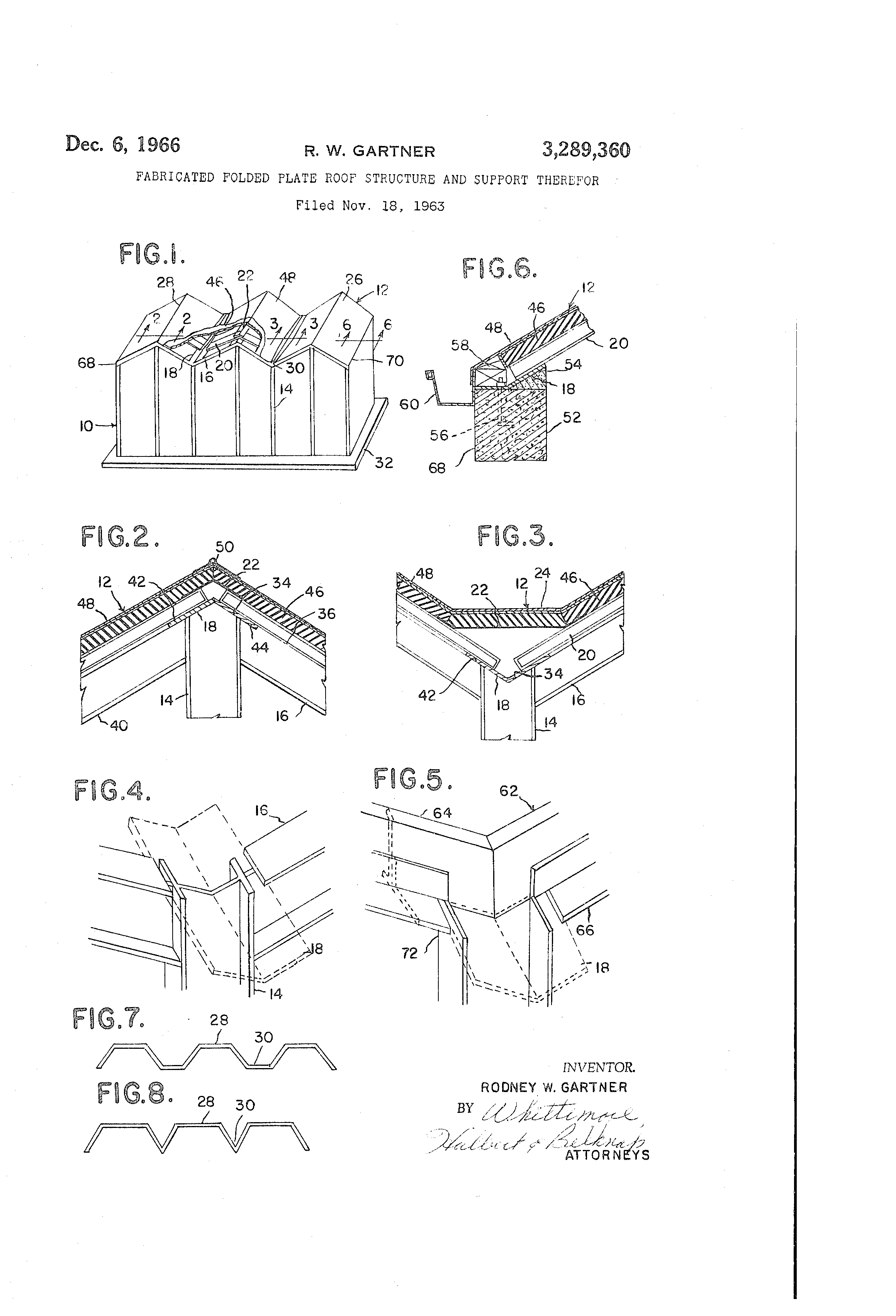 Patent US3289360 - Fabricated folded plate roof structure and support ...