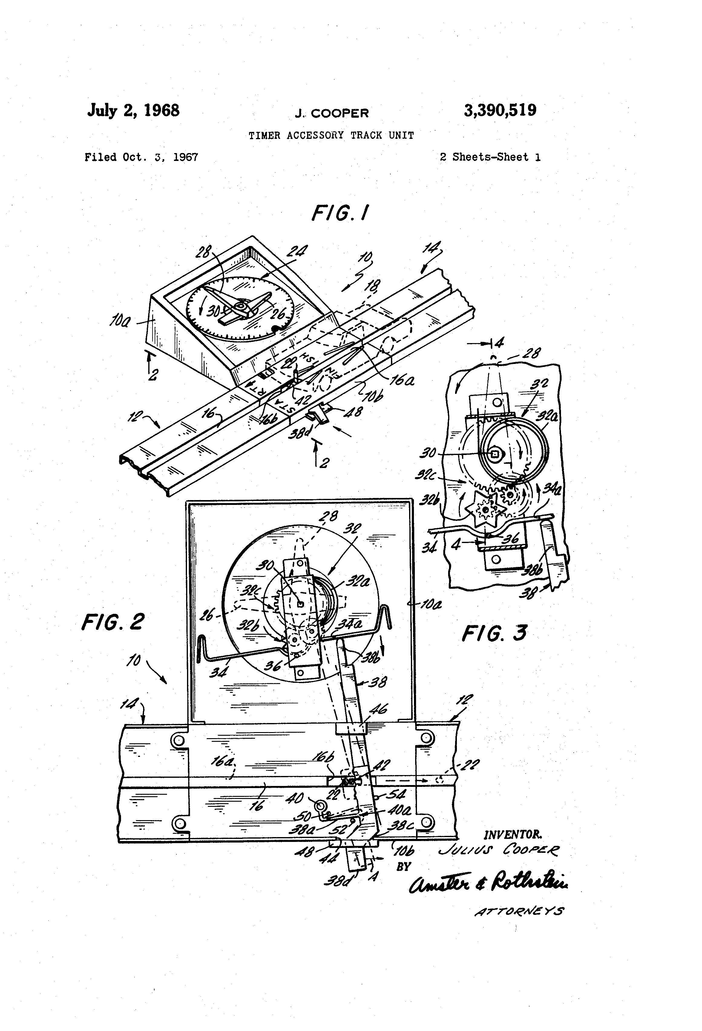 Patent Timer Toy by Julius Cooper Issued Jul 2, 1968
