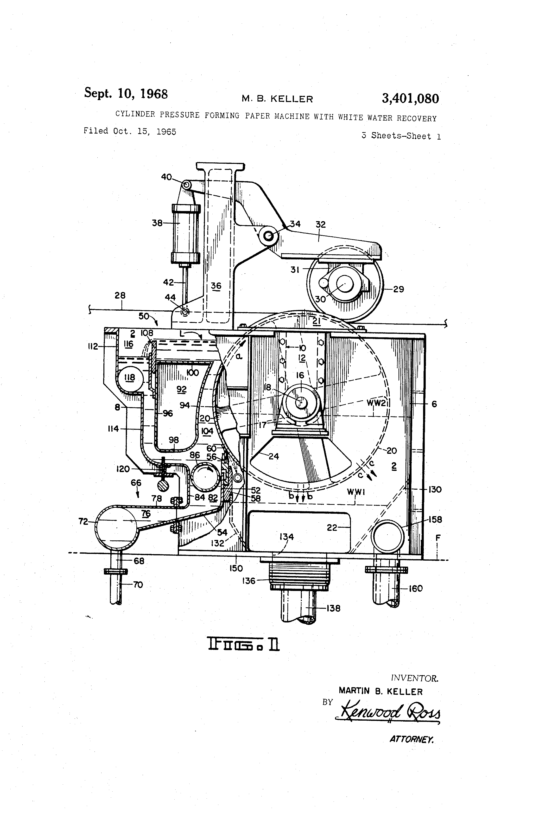 Patent US3401080 - Cylinder pressure forming paper machine with white ...