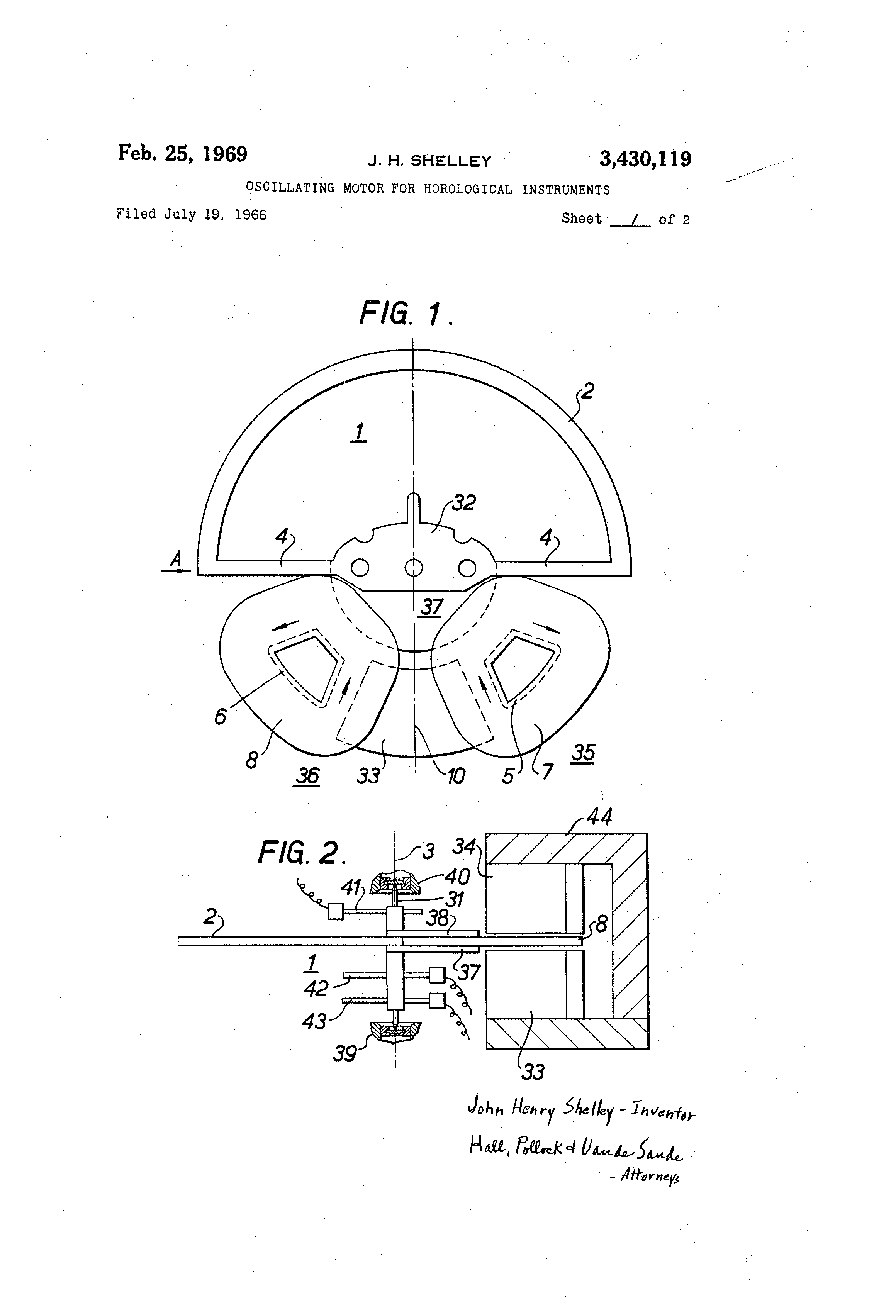 Patent Oscillating Motor For Horological Instruments by John Henry ...