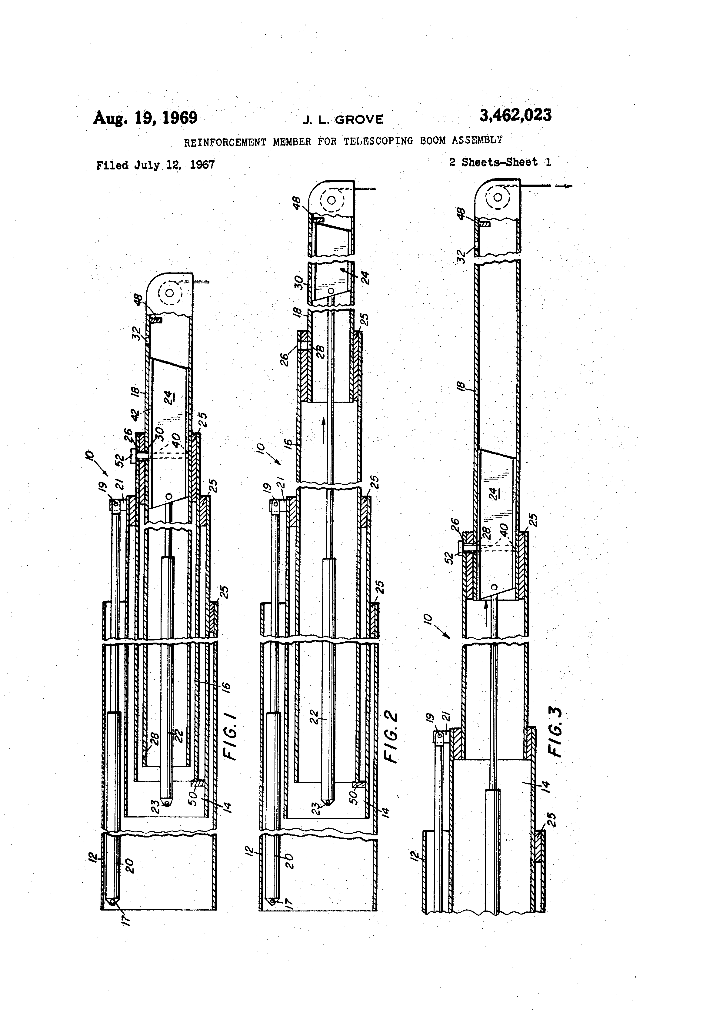 Patent US3462023 - Reinforcement member for telescoping boom assembly ...