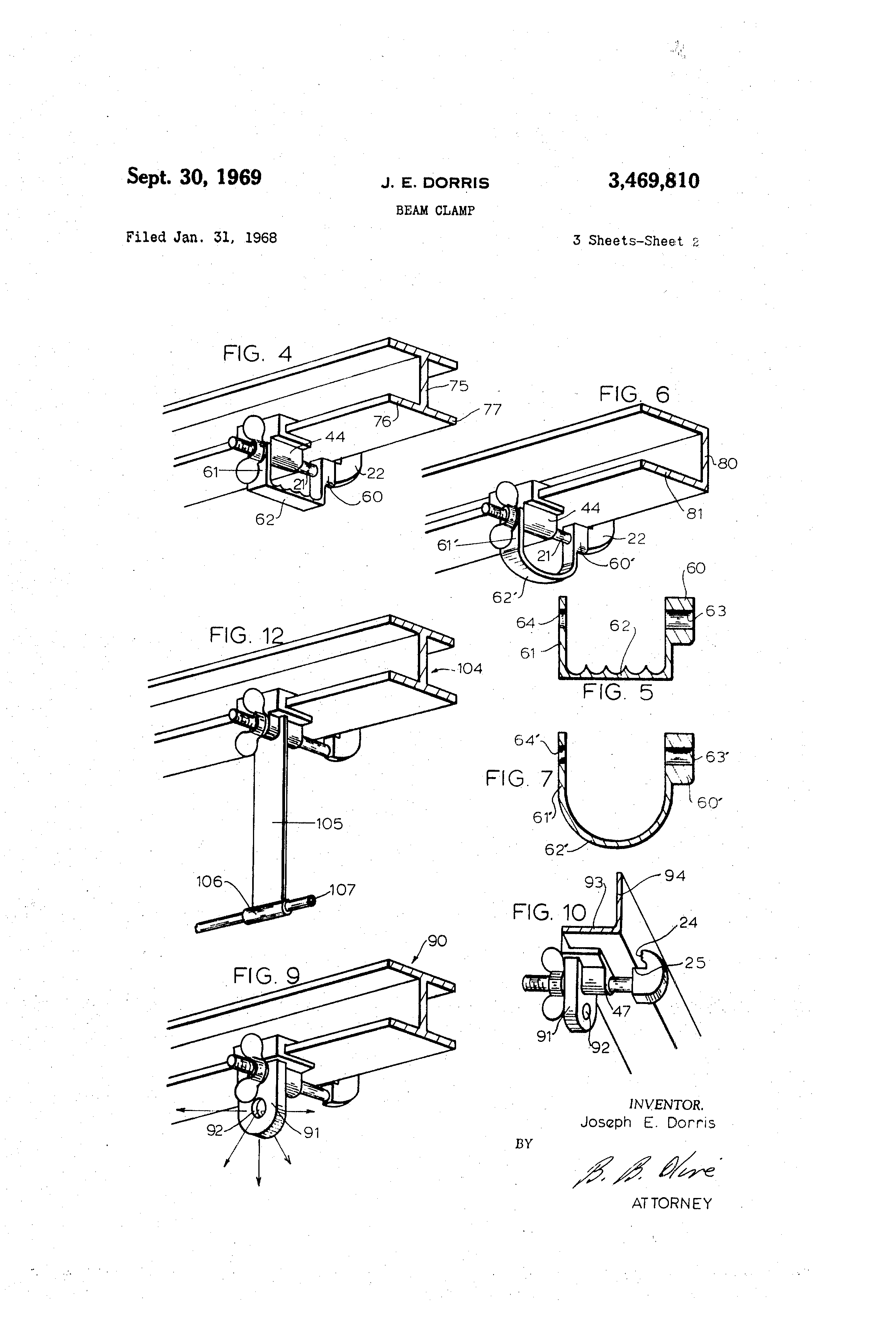 Patent US3469810 - Beam clamp - Google Patents