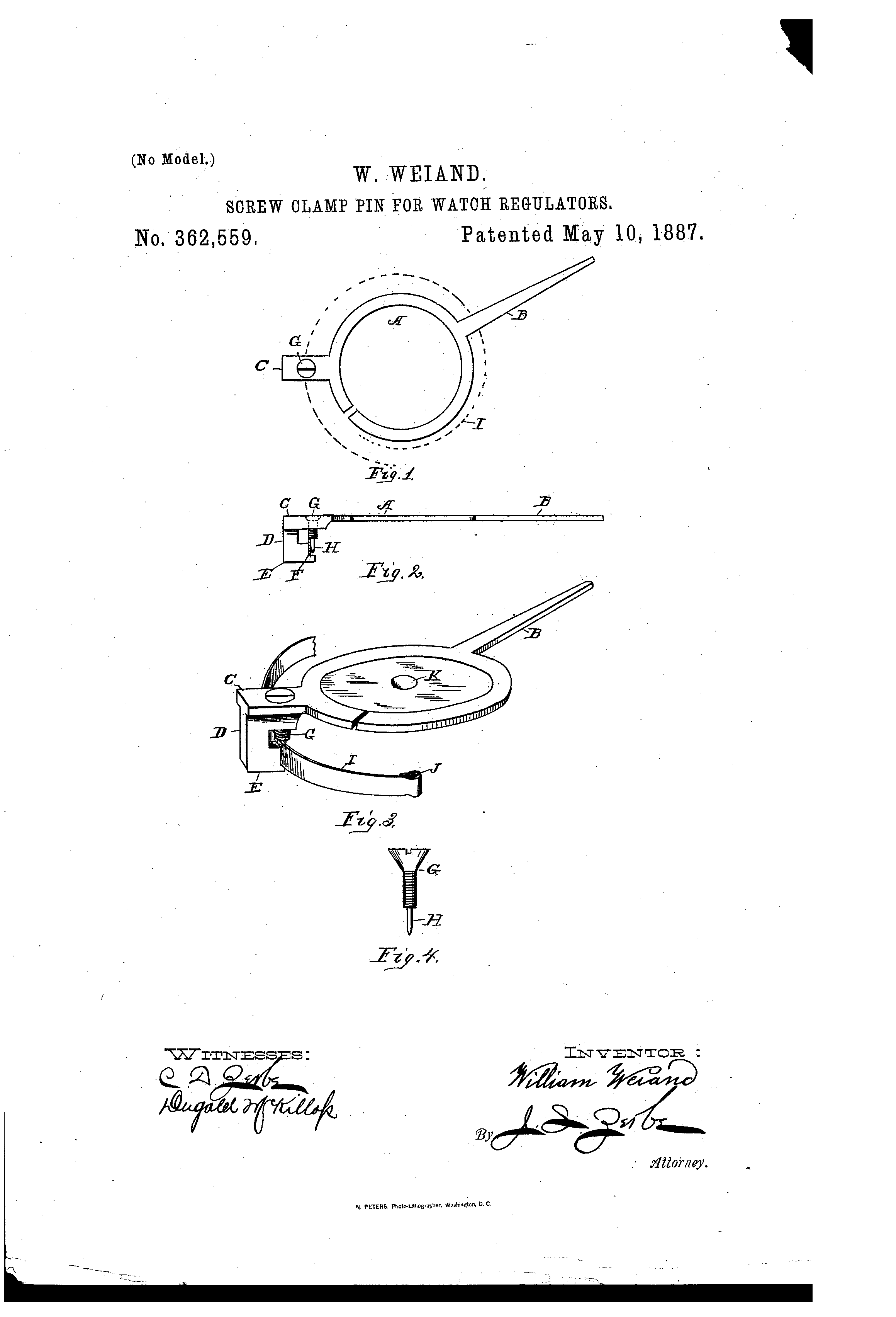 Patent Watch Regulator Screw Clamp Pin by William Weiand Issued May 10 ...