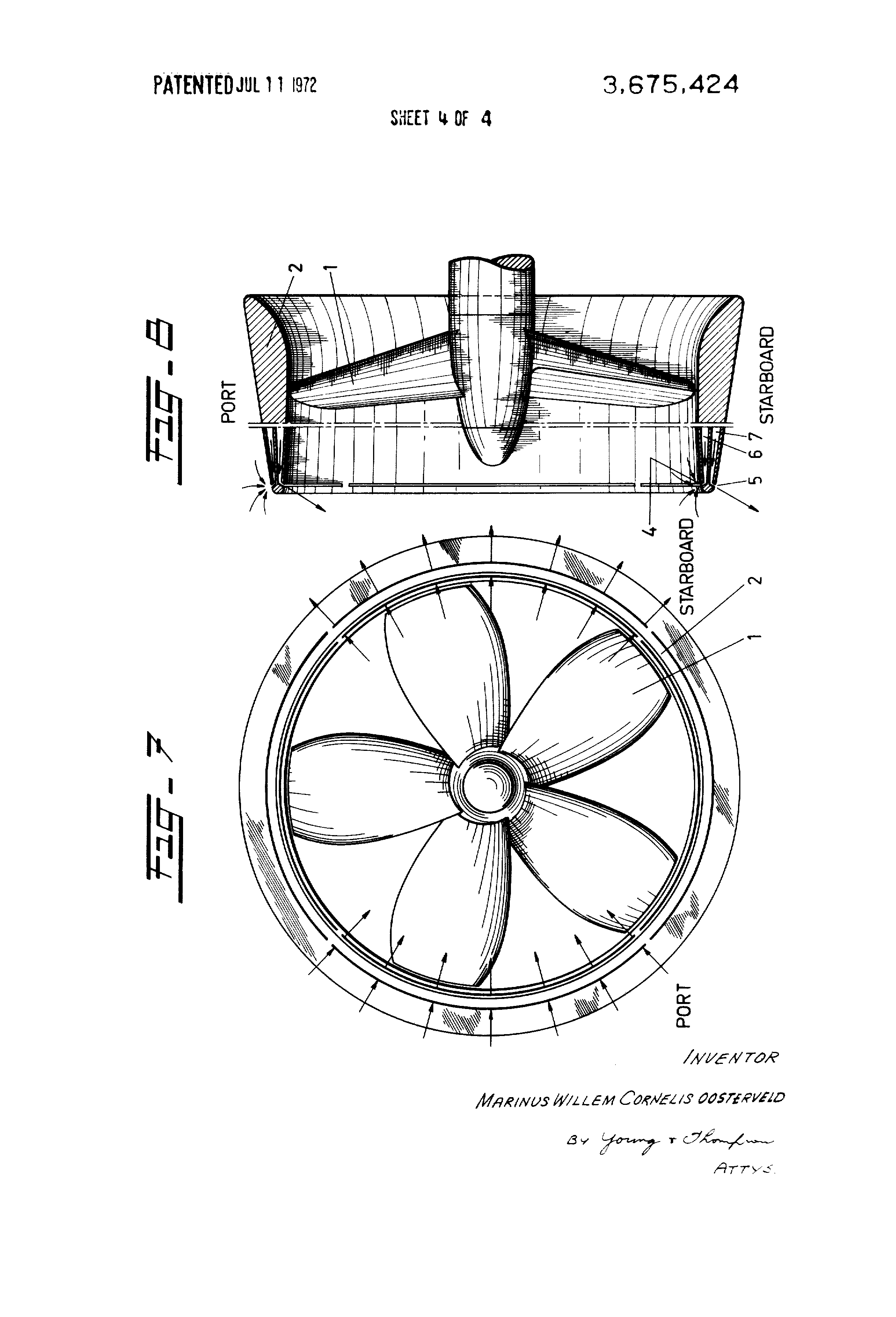 Patent US3675424 - Nozzle for ship{40 s propeller with water ejection ...