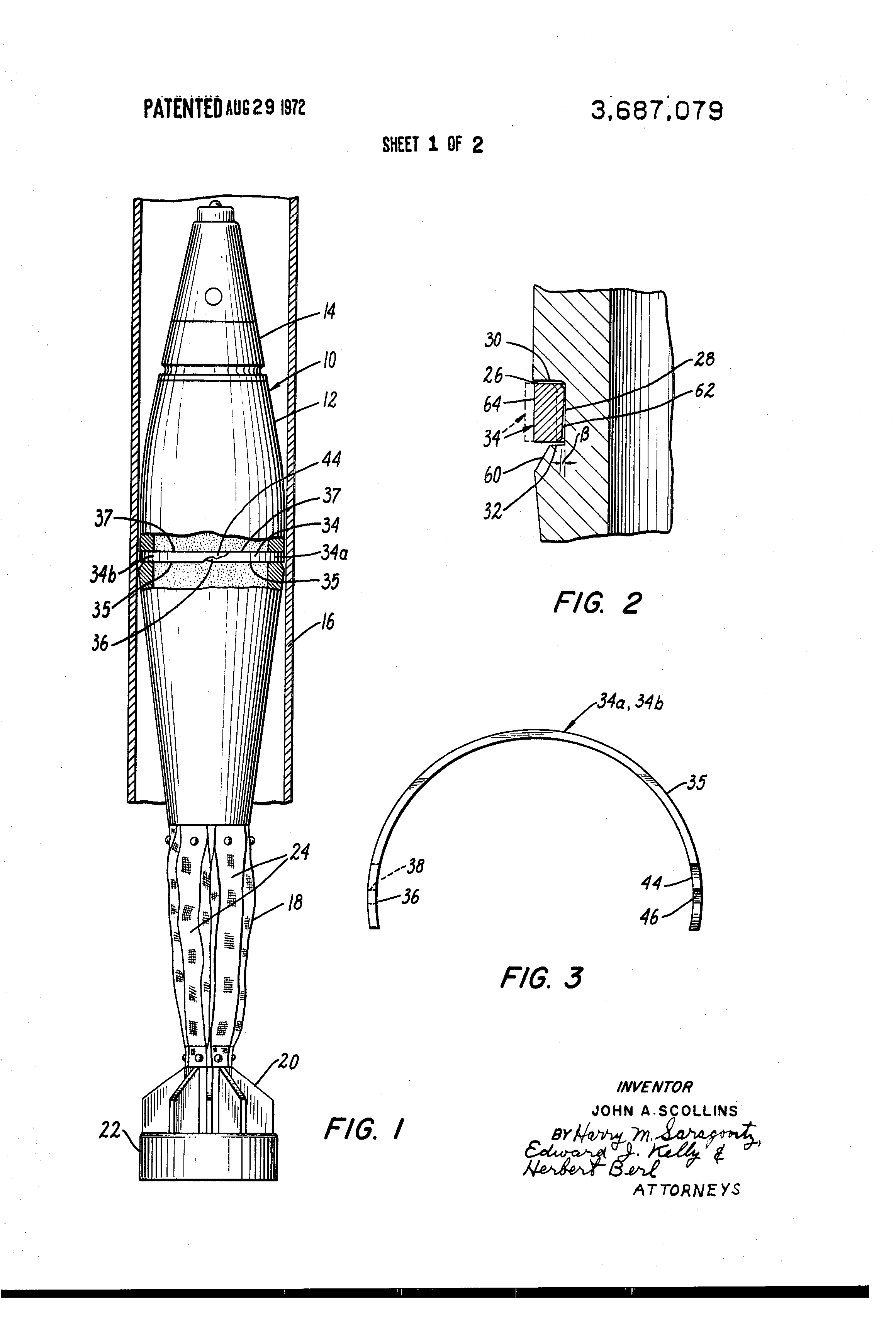 Patent US3687079 - Sectioned obturating ring - Google Patents