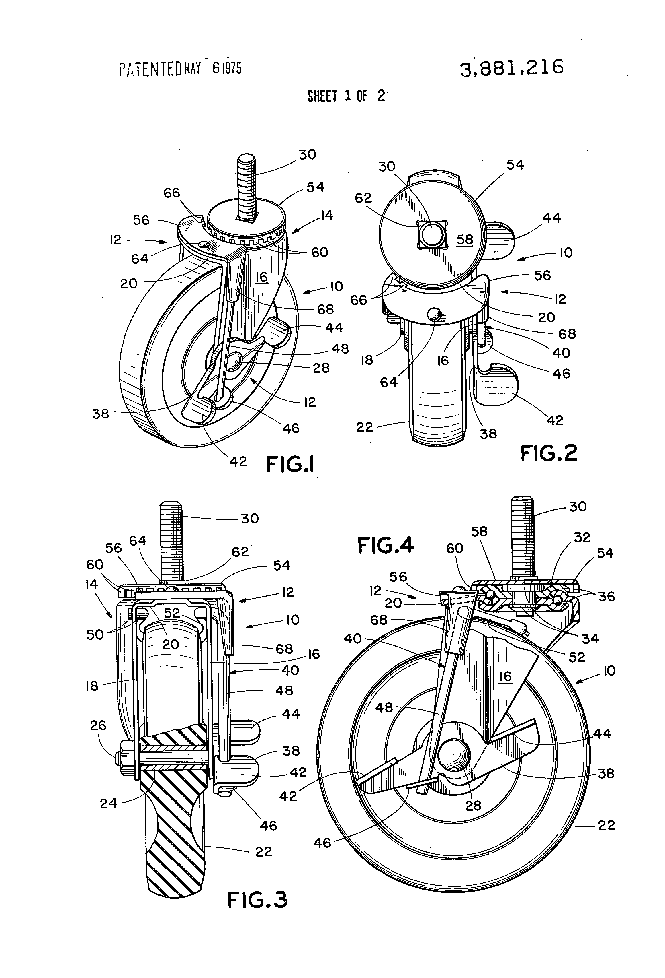 Caster Drawing Patents Patent Assembly Brake Sketch Coloring Page