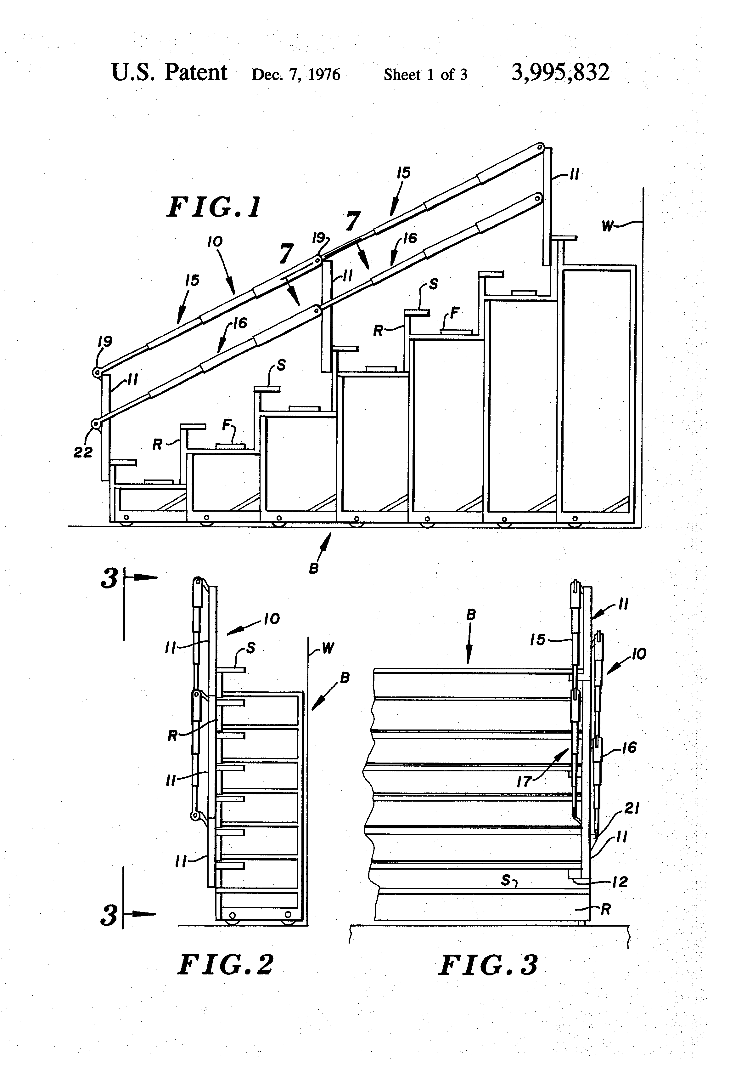 Patent US3995832 - Collapsible bleacher rail - Google Patents