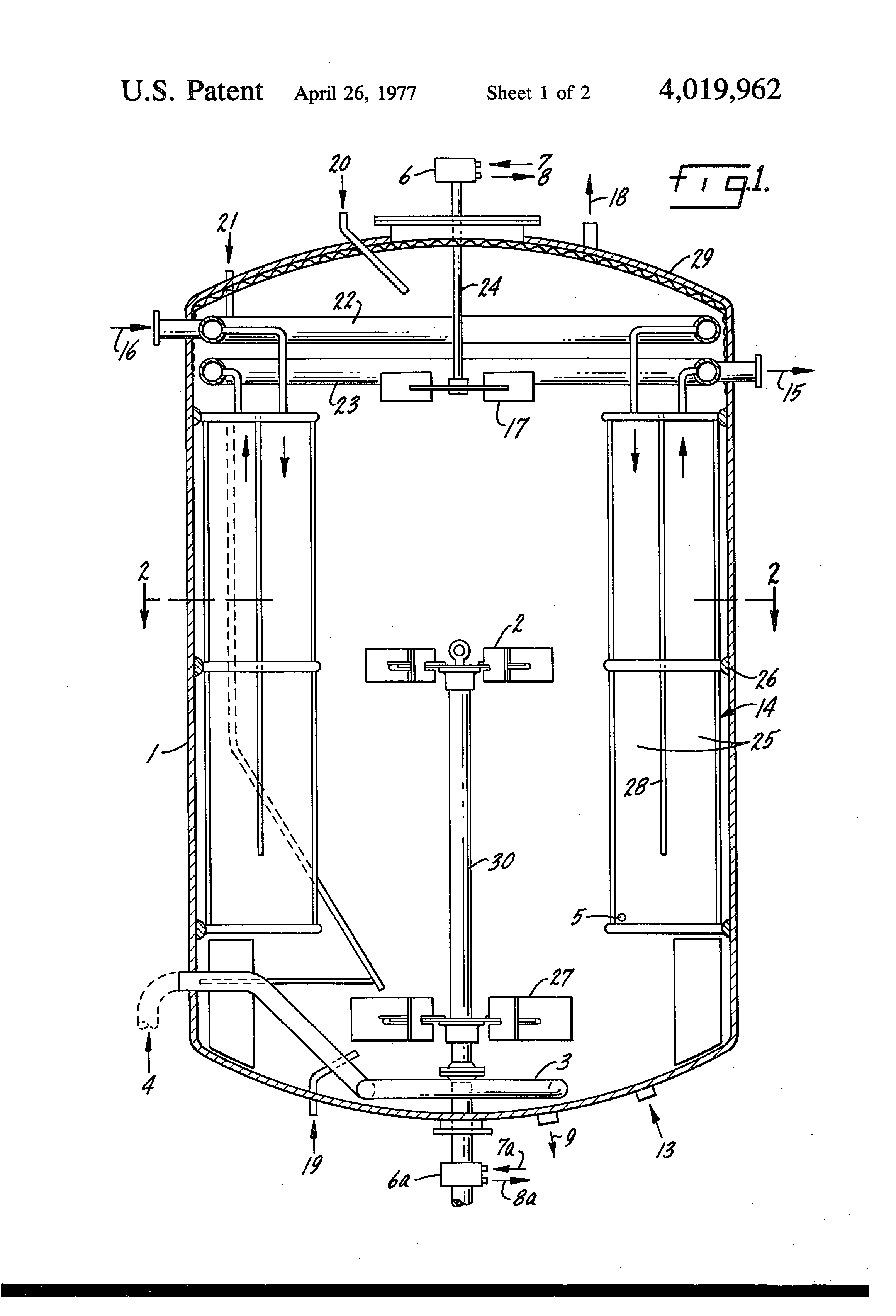 Patent US4019962 - Apparatus for aerobic fermentation - Google Patents