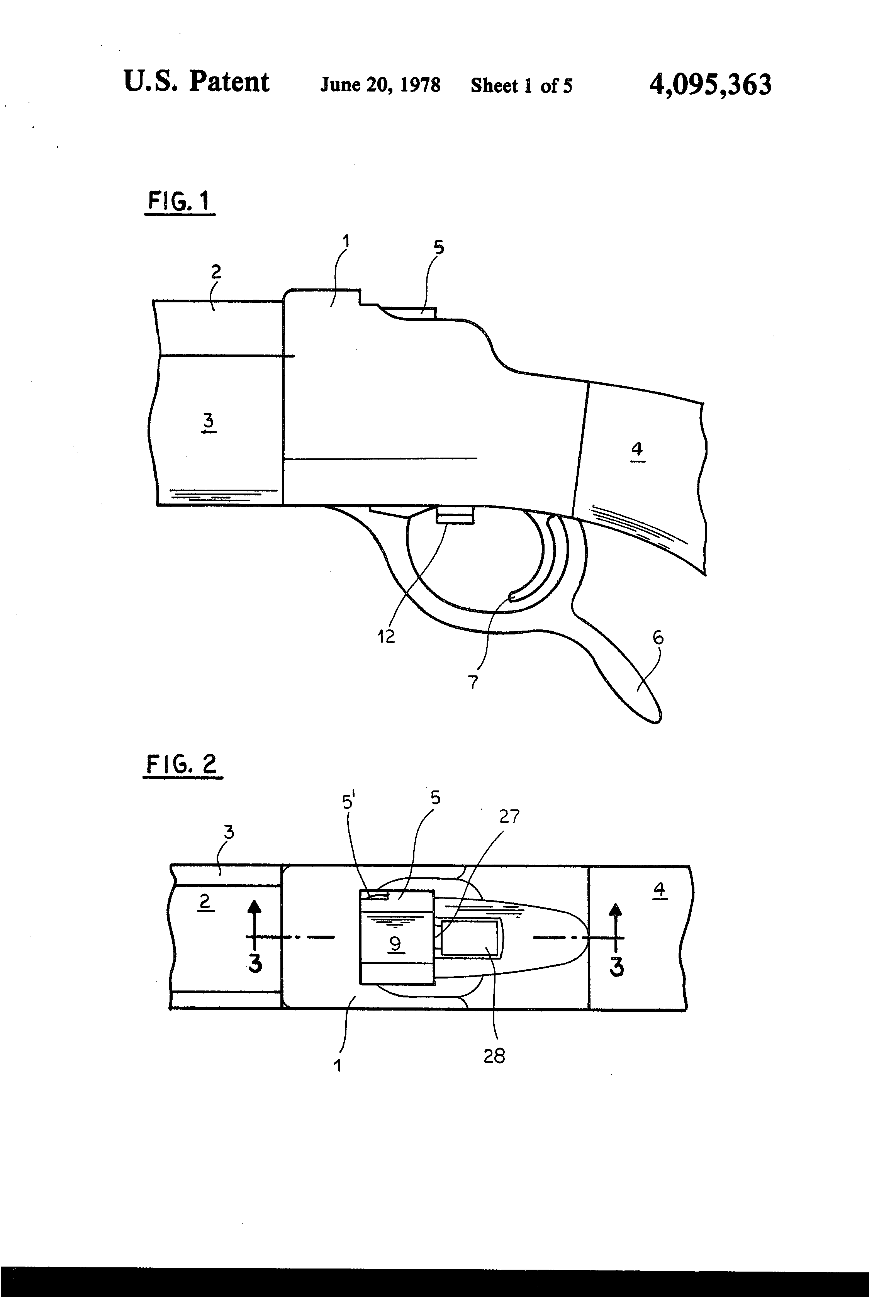 Patent US4095363 - Falling breech block action for a single shot action ...